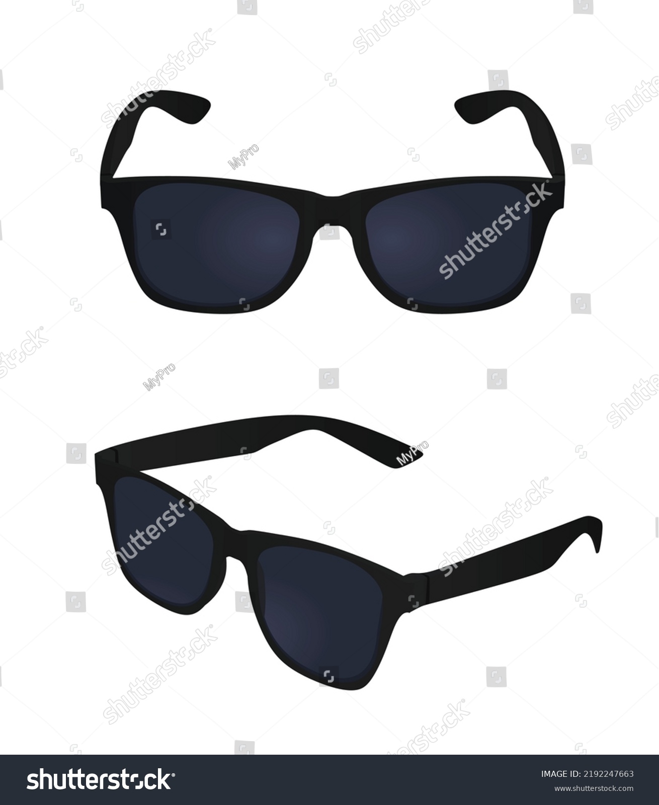 Black Sunglasses Front Side View Vector Stock Vector Royalty Free 2192247663 Shutterstock