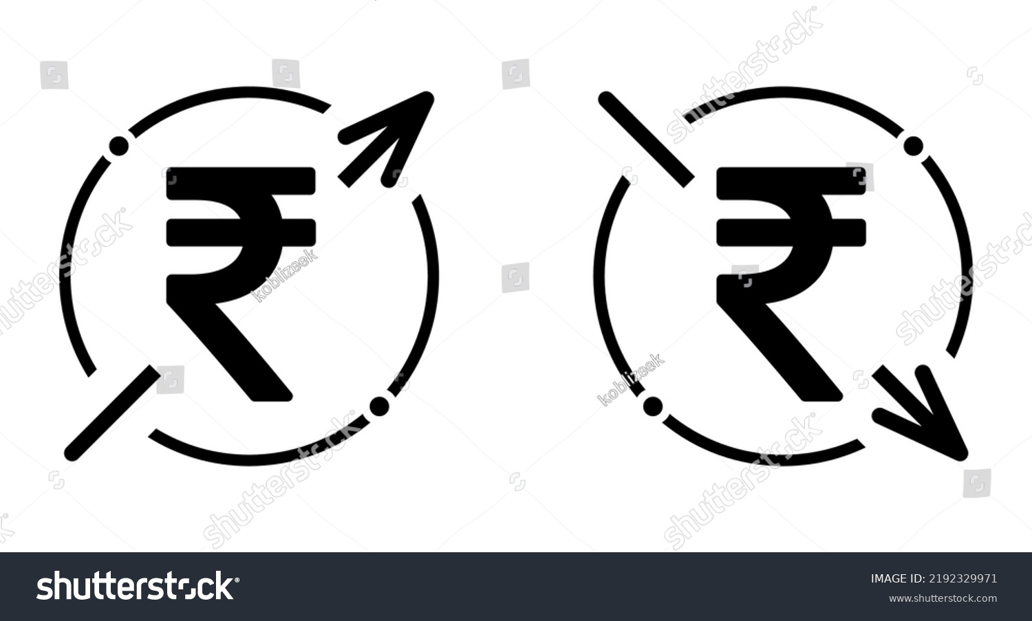 Set Cost Symbol Rupee Increase Decrease Stock Vector (Royalty Free ...