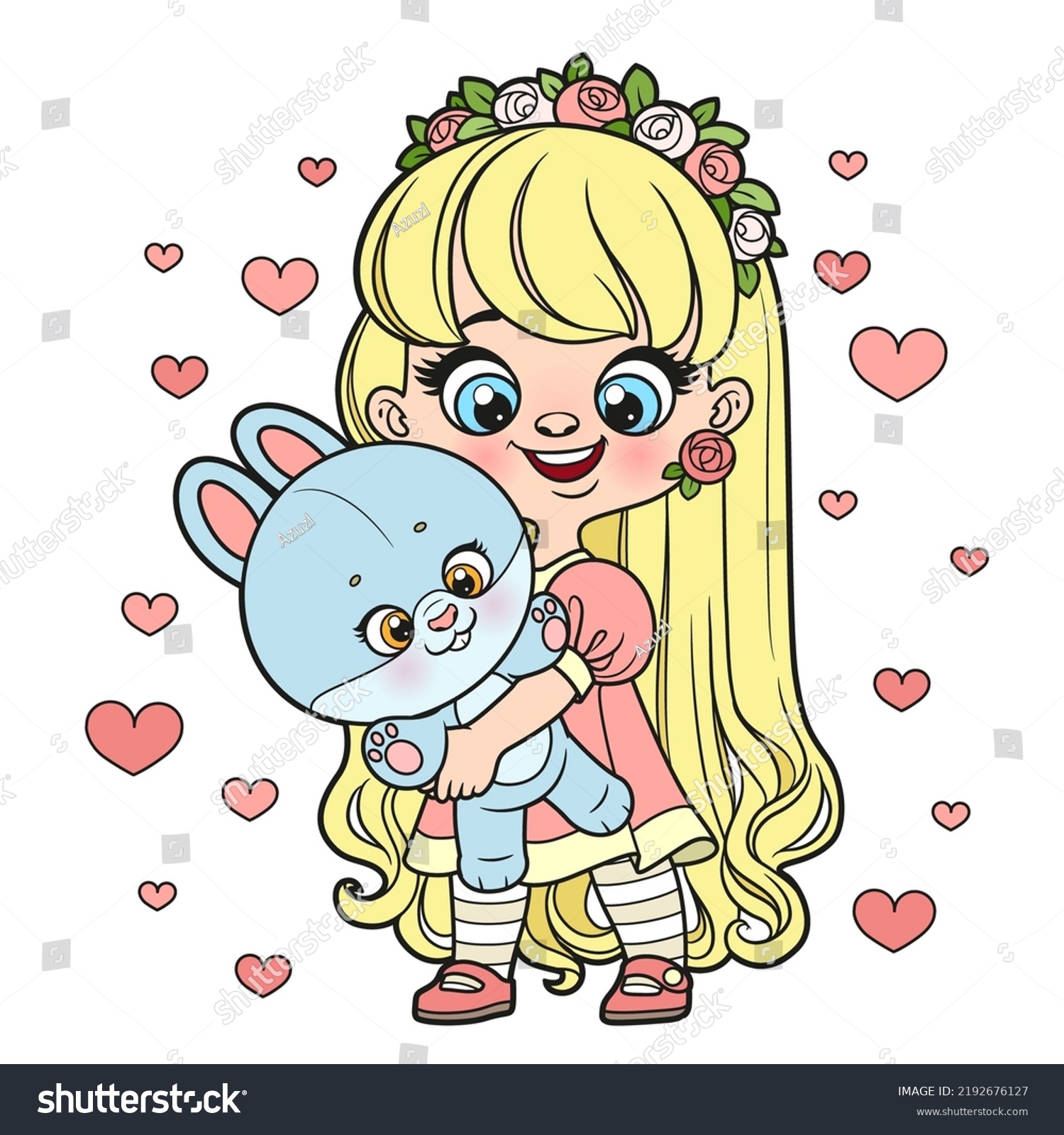 Cute Cartoon Long Haired Girl Big Stock Vector Royalty Free 2192676127 Shutterstock