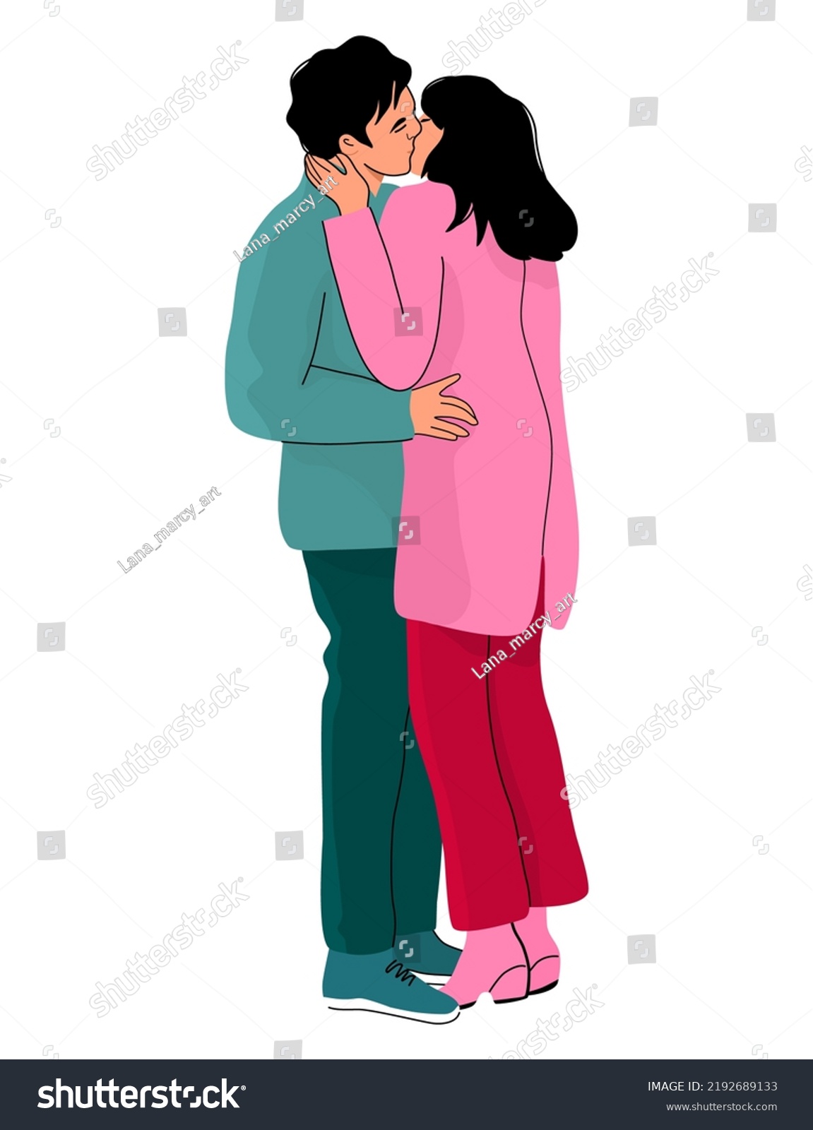 Man Woman Kissing Hugging Romantic Couple Stock Vector Royalty Free 2192689133 Shutterstock