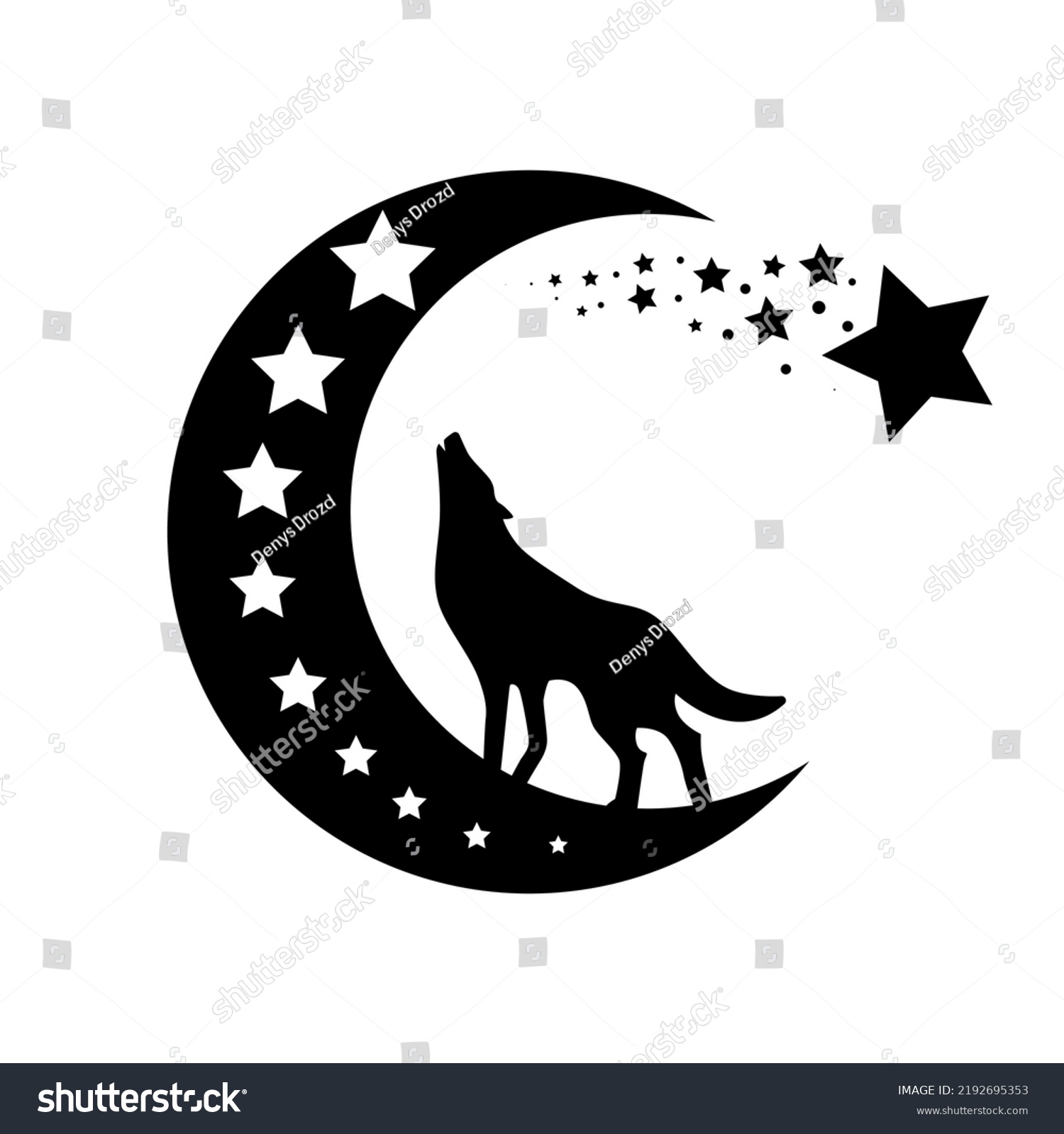 Wolf Moon Vector Icon Wolf Howling Stock Vector Royalty Free 2192695353 Shutterstock