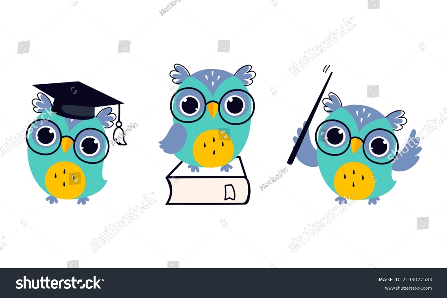 Cute Owl Glasses Wearing Graduation Hat Stock Vector Royalty Free 2193027583 Shutterstock