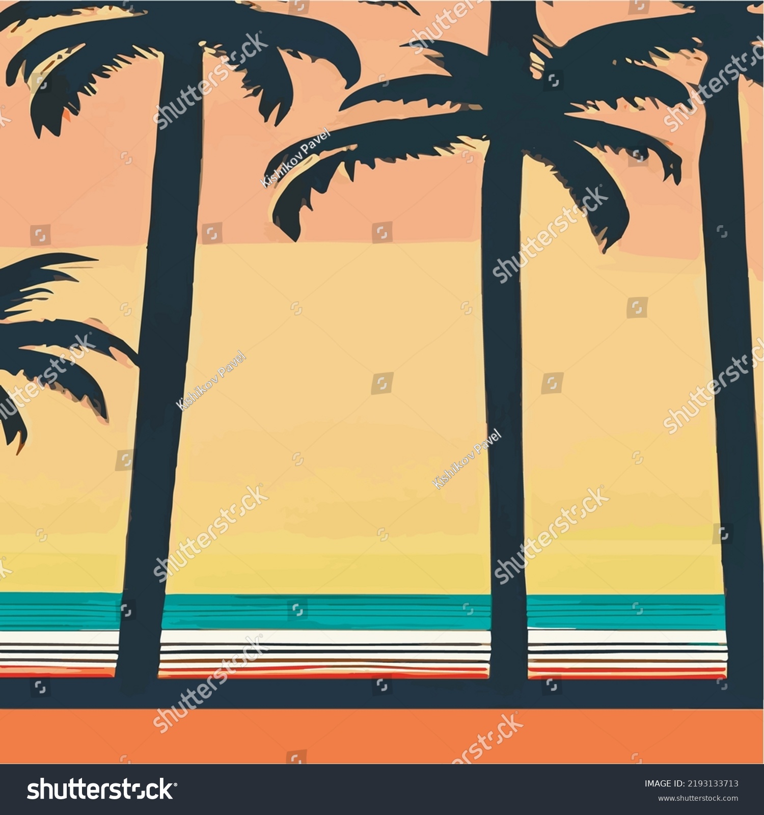 Vintage Palm Trees Beach Abstract Background Stock Vector Royalty Free