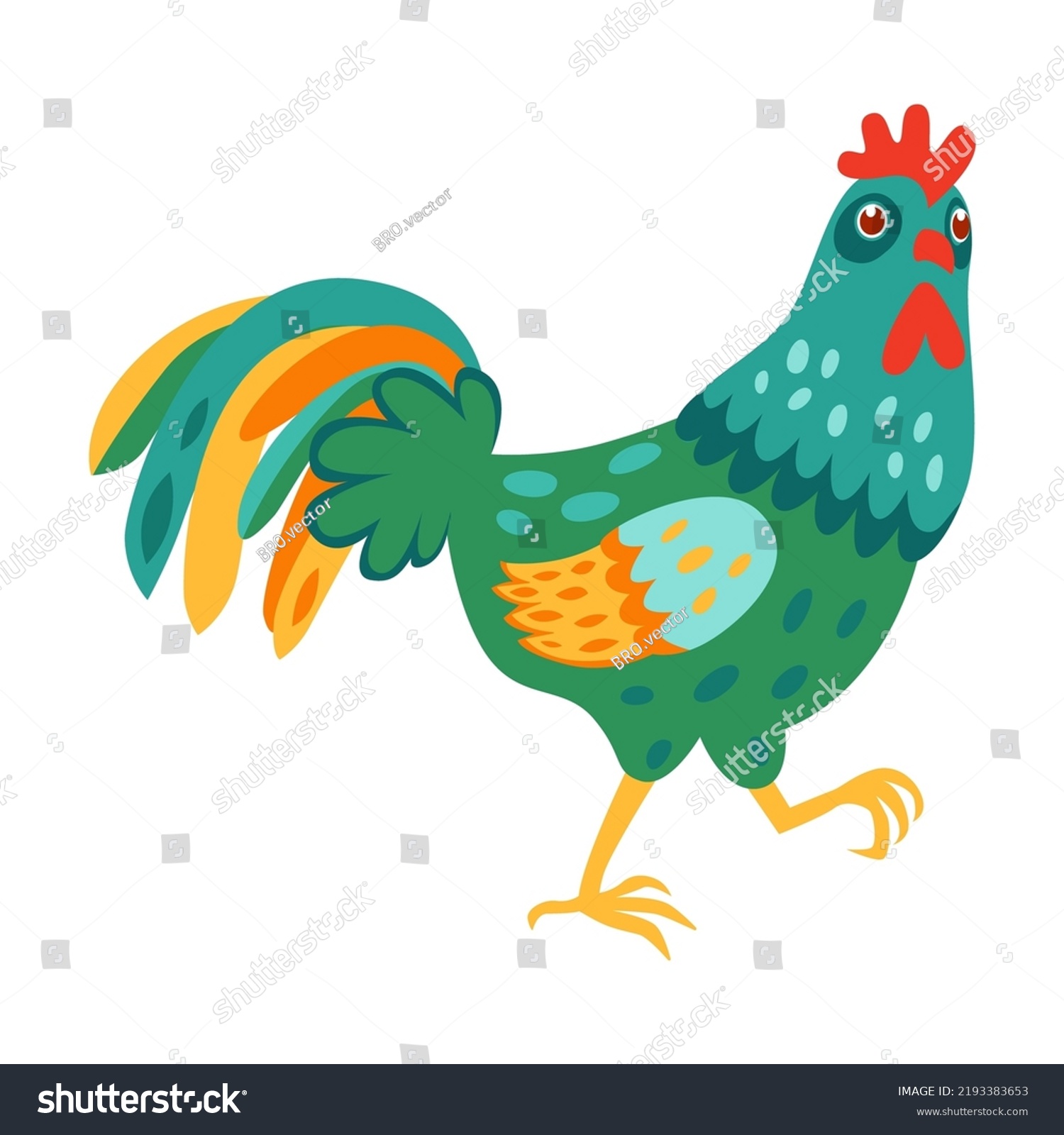 Cute Rooster Flat Icon Cartoon Roosters Stock Vector Royalty Free 2193383653 Shutterstock