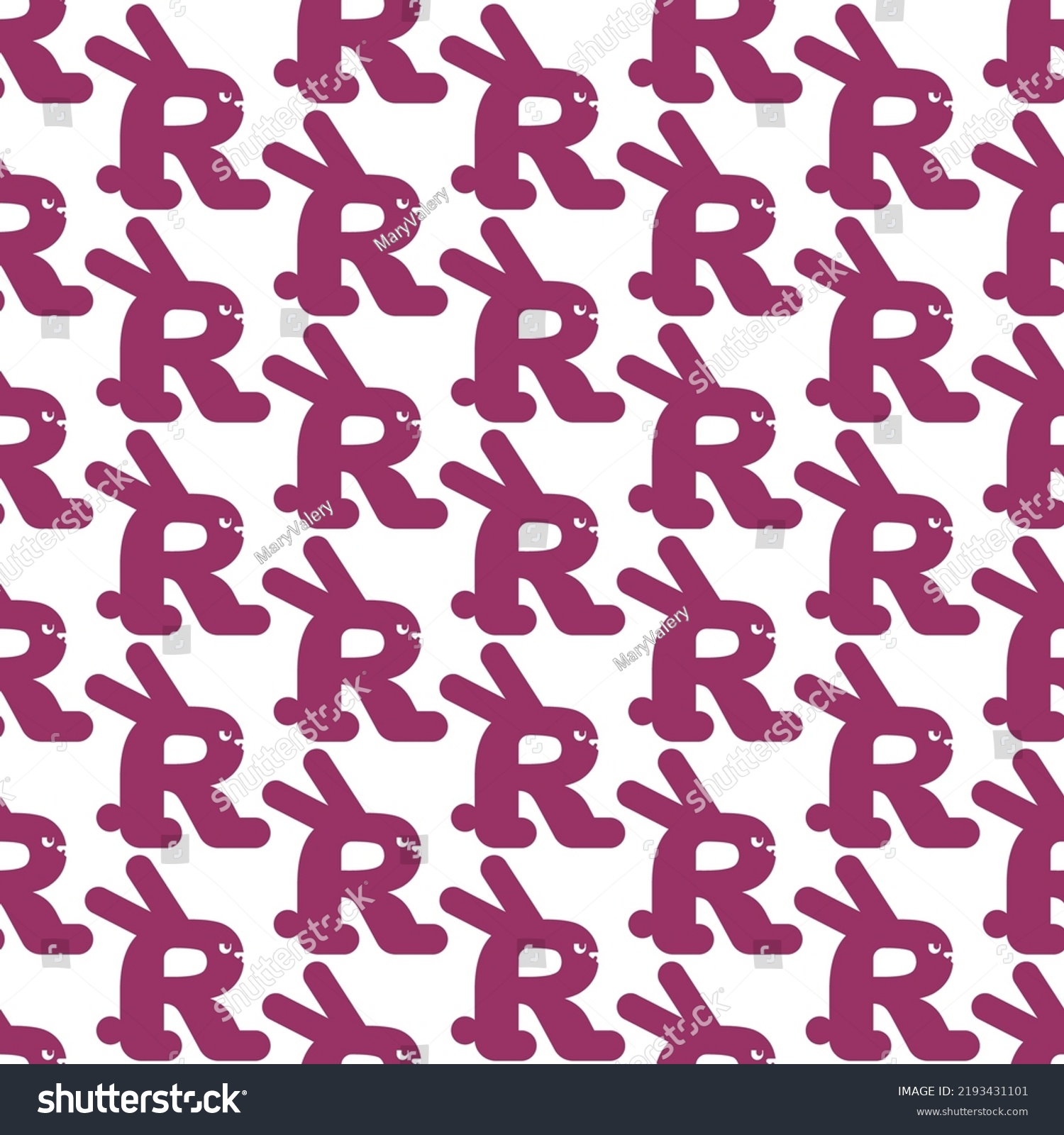 Rabbit Sign Lettering Letter R Pattern Stock Vector Royalty Free