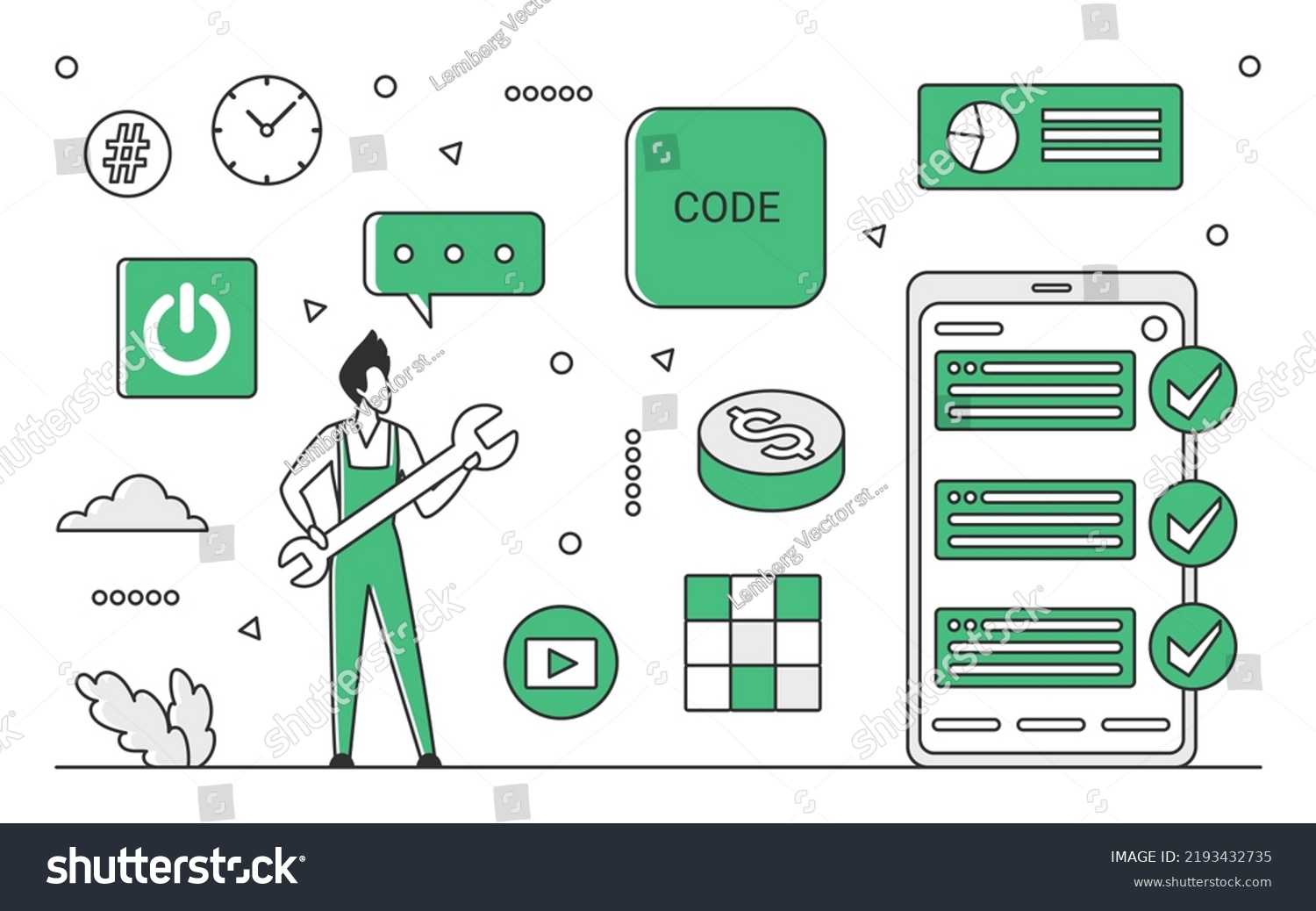 Code Debugging Process Quality Assurance Engineer Stock Vector (Royalty ...
