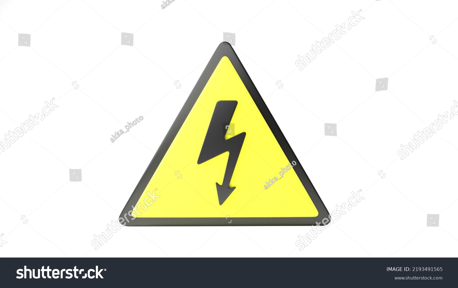 Realistic Yellowblack Triangle Warning Sign Caution Stock Illustration