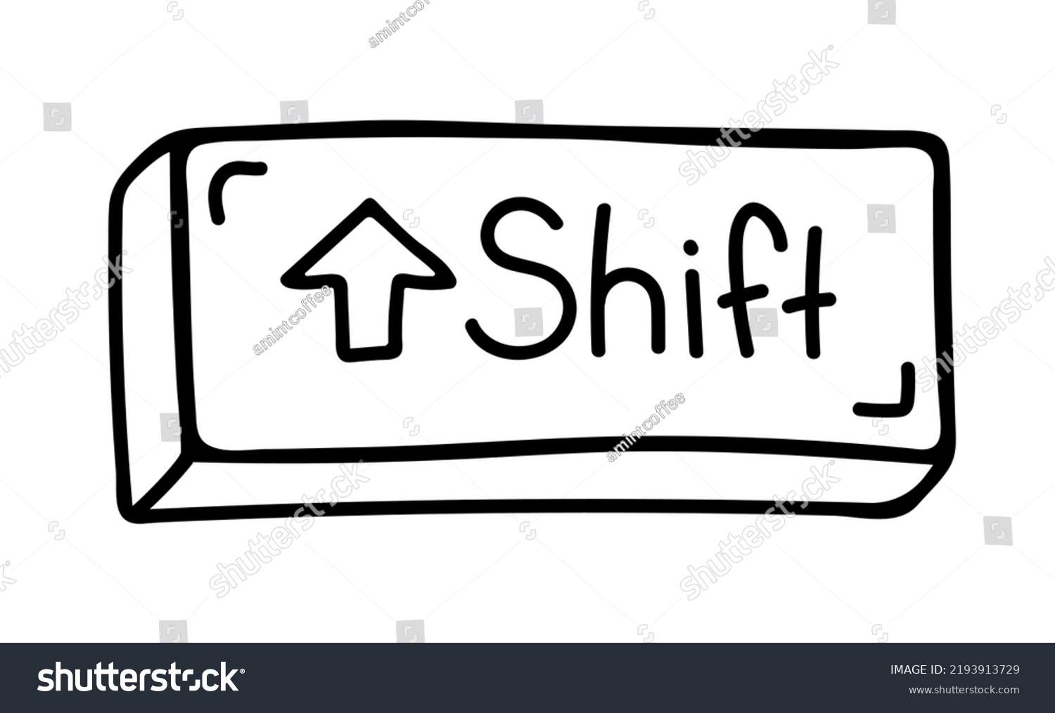 Keyboard Shift Key Doodle Drawing Vector Stock Vector Royalty Free