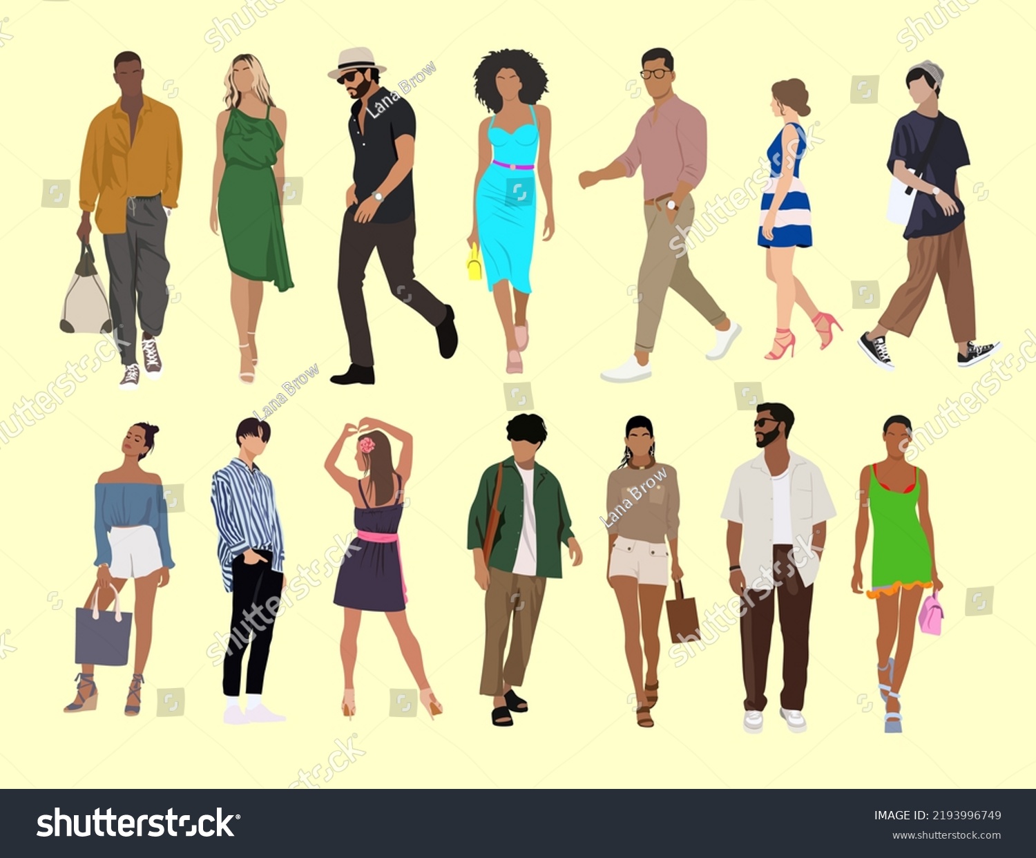 Set Different People Wearing Stylish Clothes Stock Vector Royalty Free