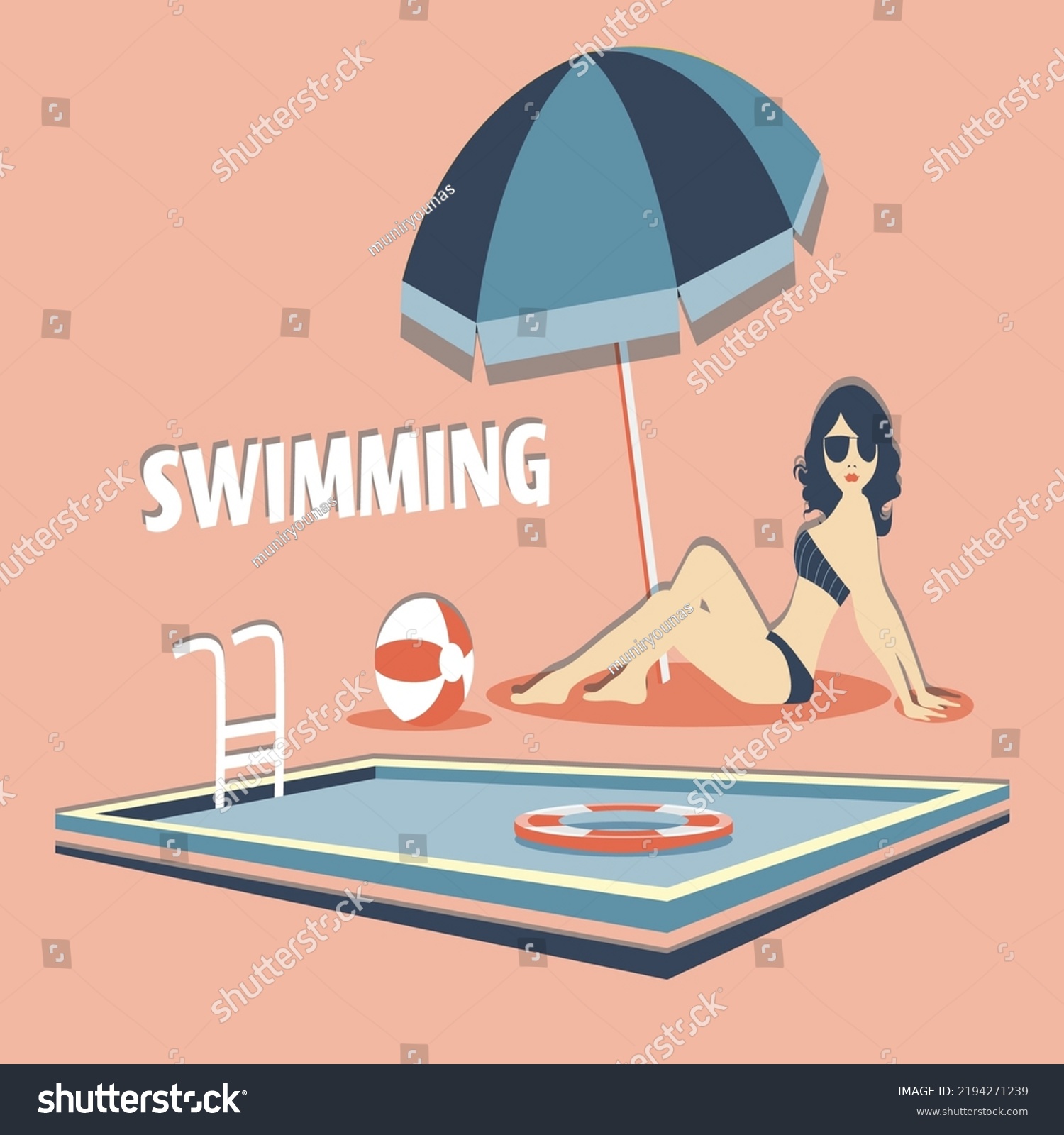 Summertime Background Bikini Woman Swimming Pool Stock Vector (Royalty ... Summertime Background Bikini Woman Swimming Pool Stock Vector (Royalty ...