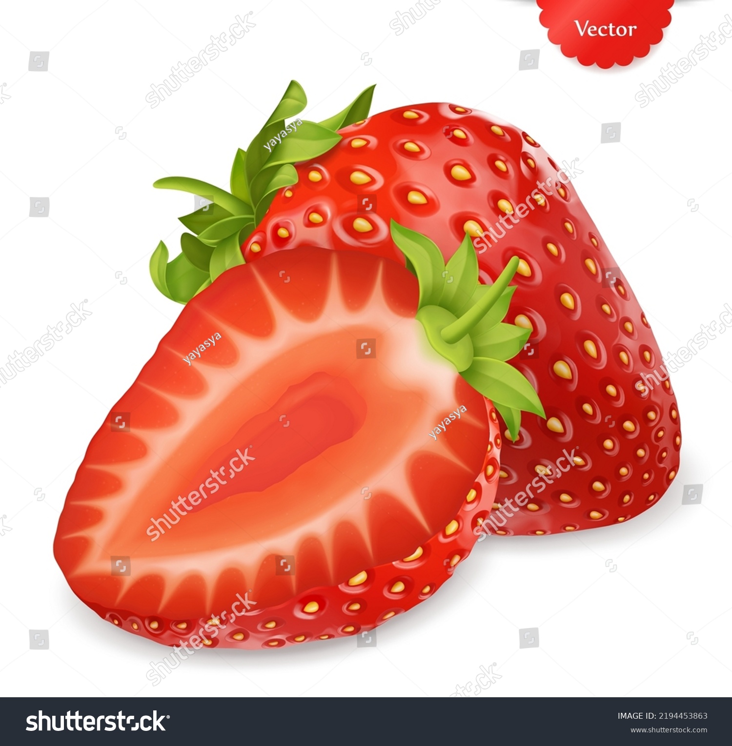 Whole Slice Strawberry Realistic 3d Vector Stock Vector (Royalty Free ... Whole Slice Strawberry Realistic 3d Vector Stock Vector (Royalty Free ...
