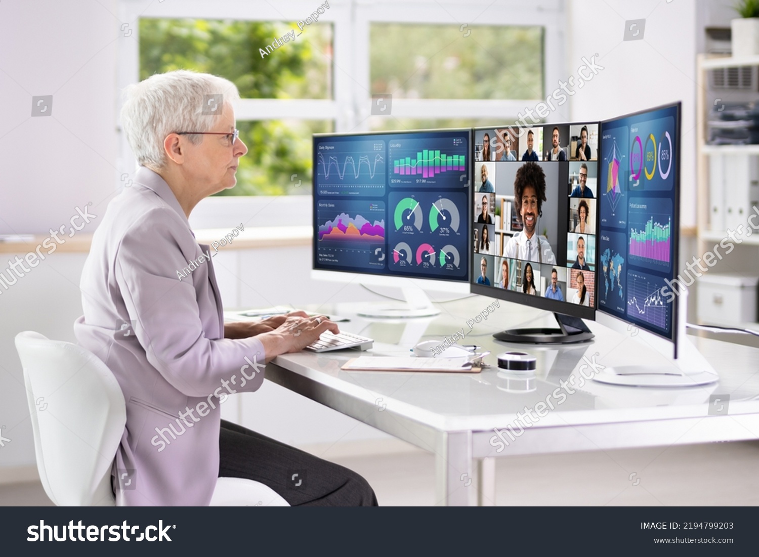 Watching Video Conference Business Webinar On Stock Photo 2194799203 ... Watching Video Conference Business Webinar On Stock Photo 2194799203 ...