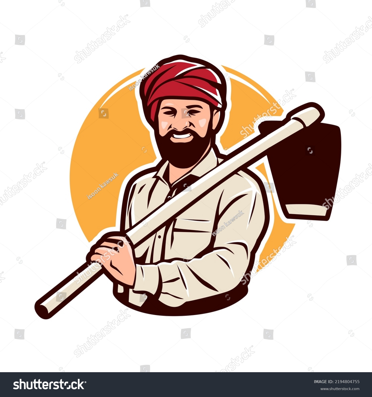 Farmer Working On Field Vector Logo Stock Vector Royalty Free 2194804755 Shutterstock
