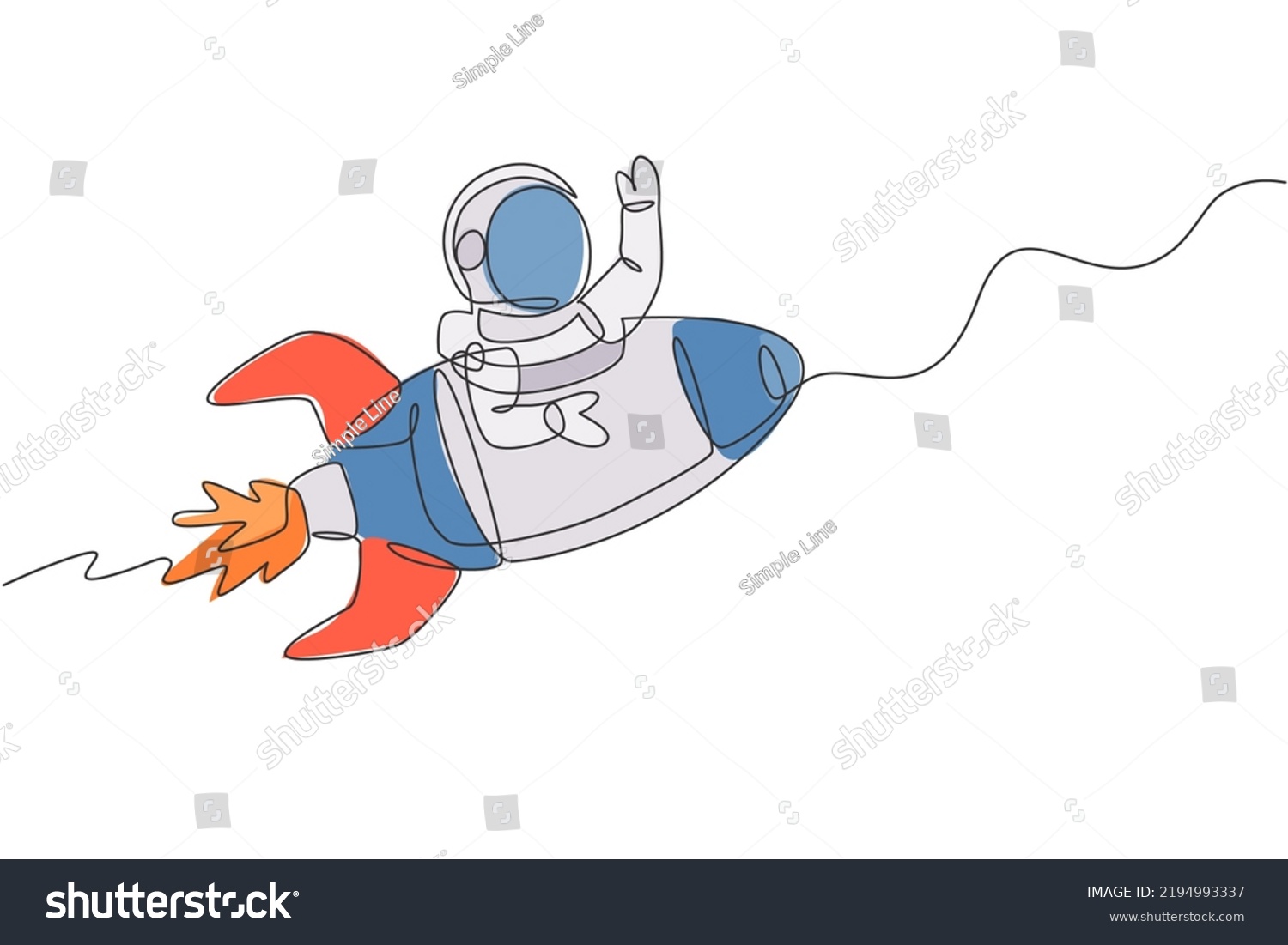 Single Continuous Line Drawing Astronaut Spacesuit Stock Vector Royalty Free 2194993337