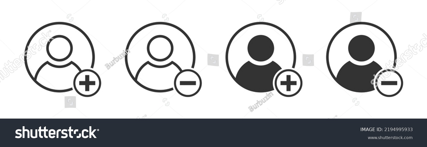 Add Remove User Icons Person Icons Stock Vector Royalty Free