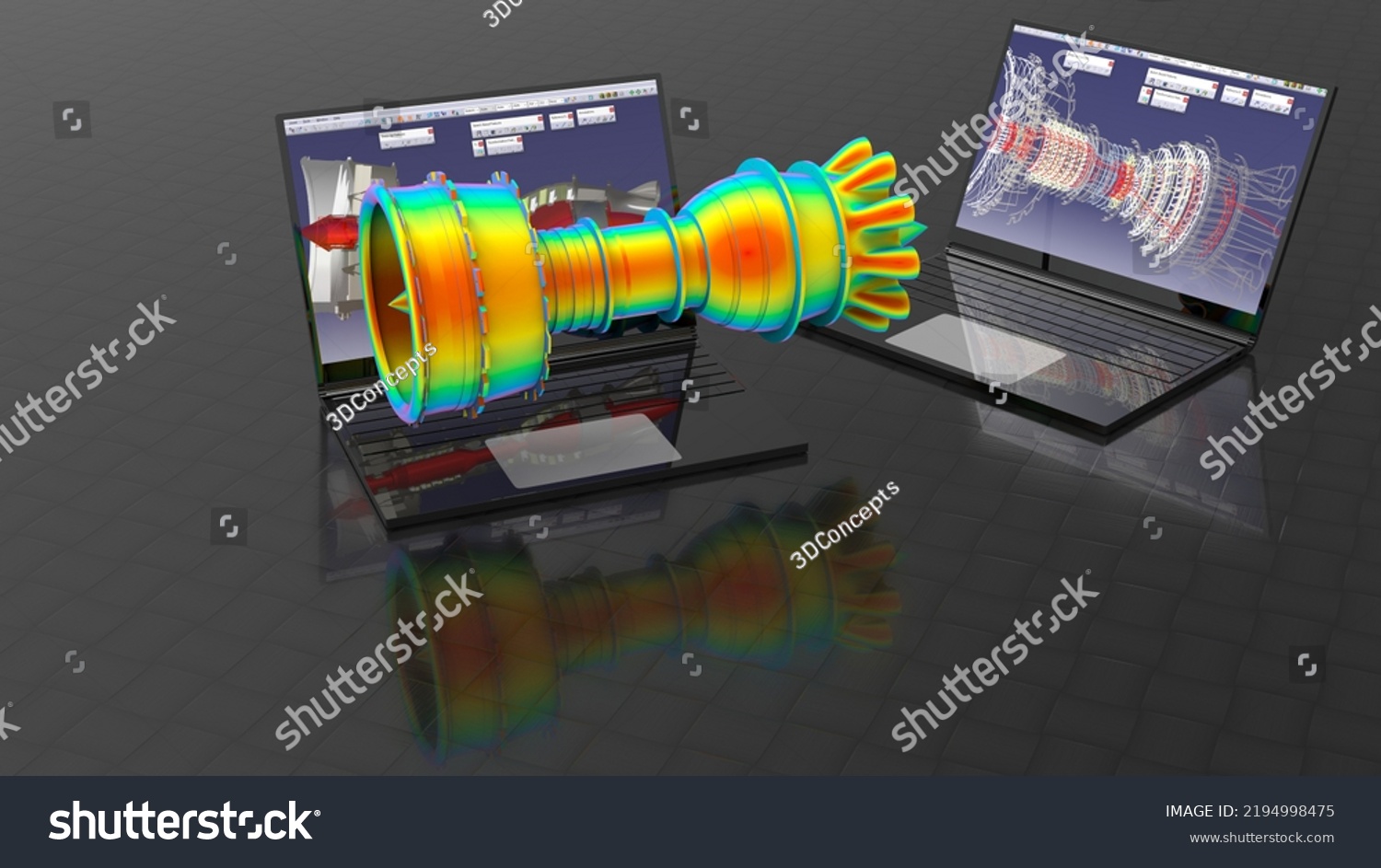 3d Rendering Finite Element Analysis Jet Stock Illustration 2194998475
