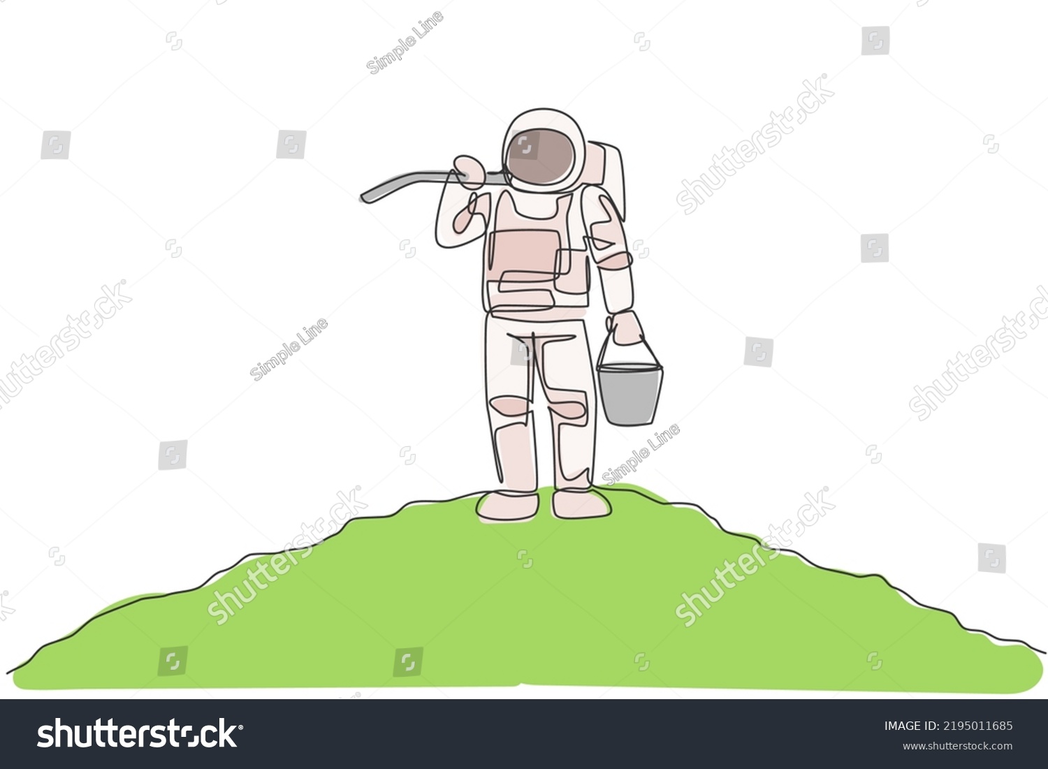 Single Continuous Line Drawing Cosmonaut Carrying Stock Vector (Royalty ... Single Continuous Line Drawing Cosmonaut Carrying Stock Vector (Royalty ...
