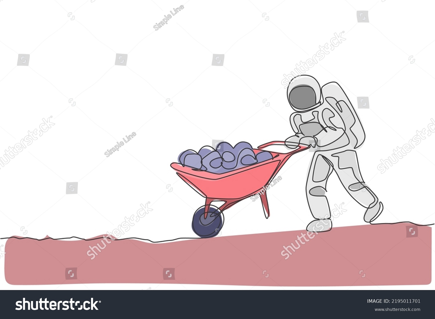 Single Continuous Line Drawing Cosmonaut Pushing Stock Vector (Royalty ... Single Continuous Line Drawing Cosmonaut Pushing Stock Vector (Royalty ...