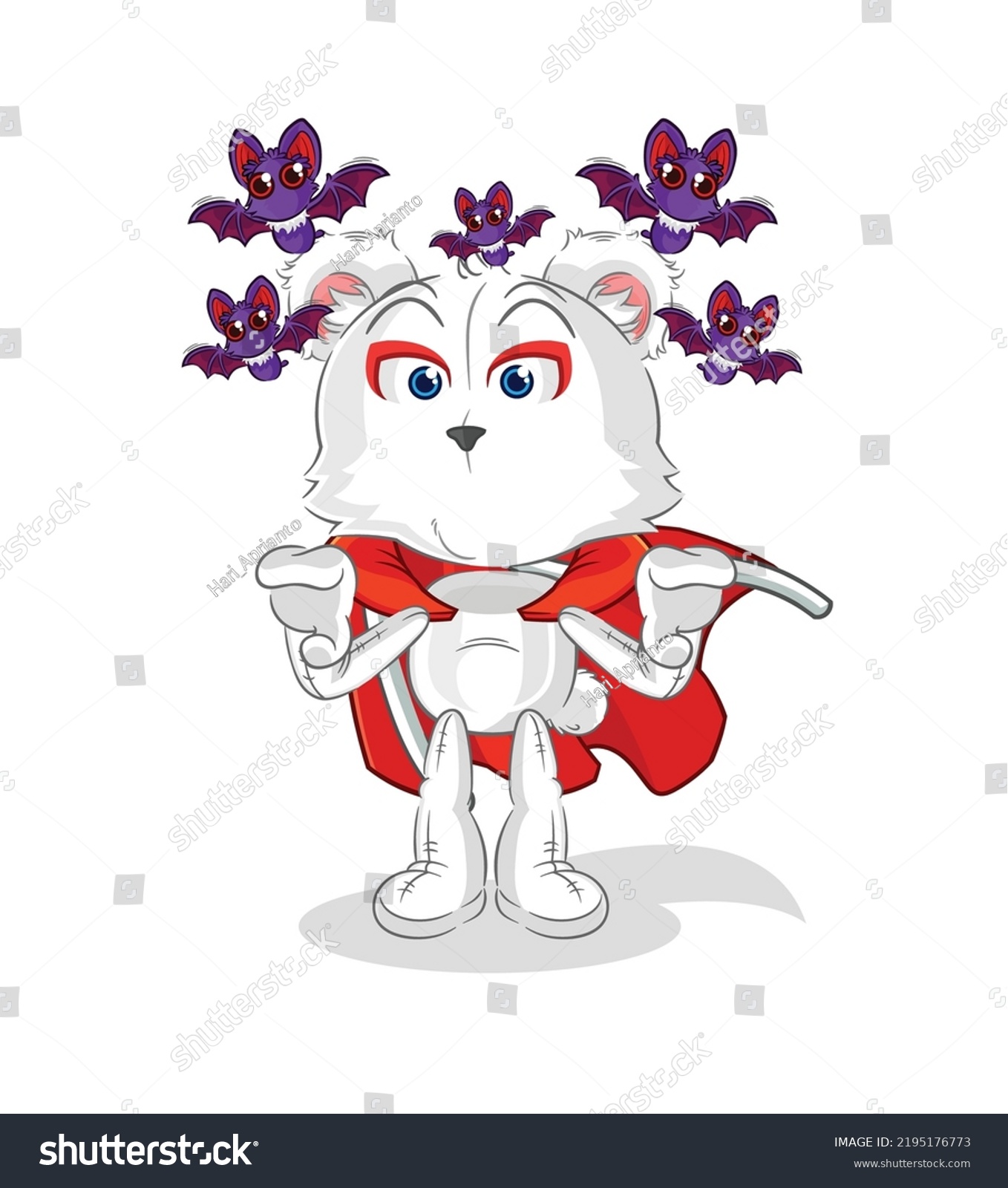 Polar Bear Dracula Illustration Character Vector Stock Vector Royalty Free 2195176773