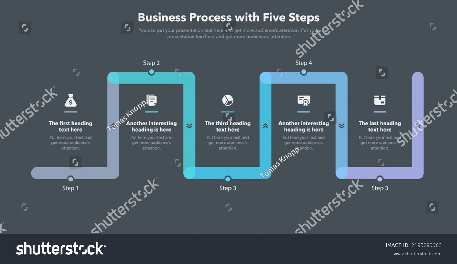 Business Process Five Steps Dark Version Stock Vector (Royalty Free ...
