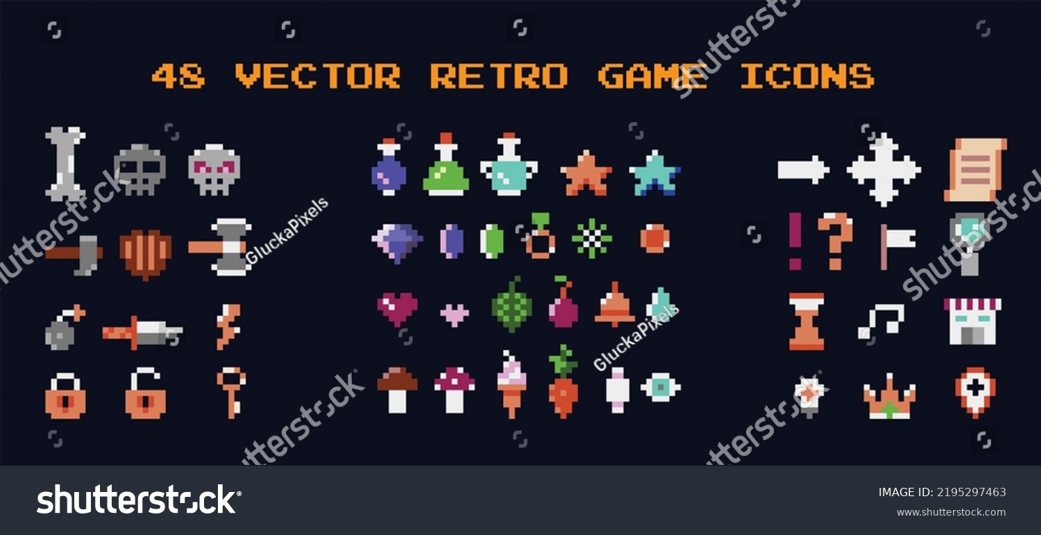 Vector 8 Bit Game Icons Set Stock Vector (Royalty Free) 2195297463 ... Vector 8 Bit Game Icons Set Stock Vector (Royalty Free) 2195297463 ...