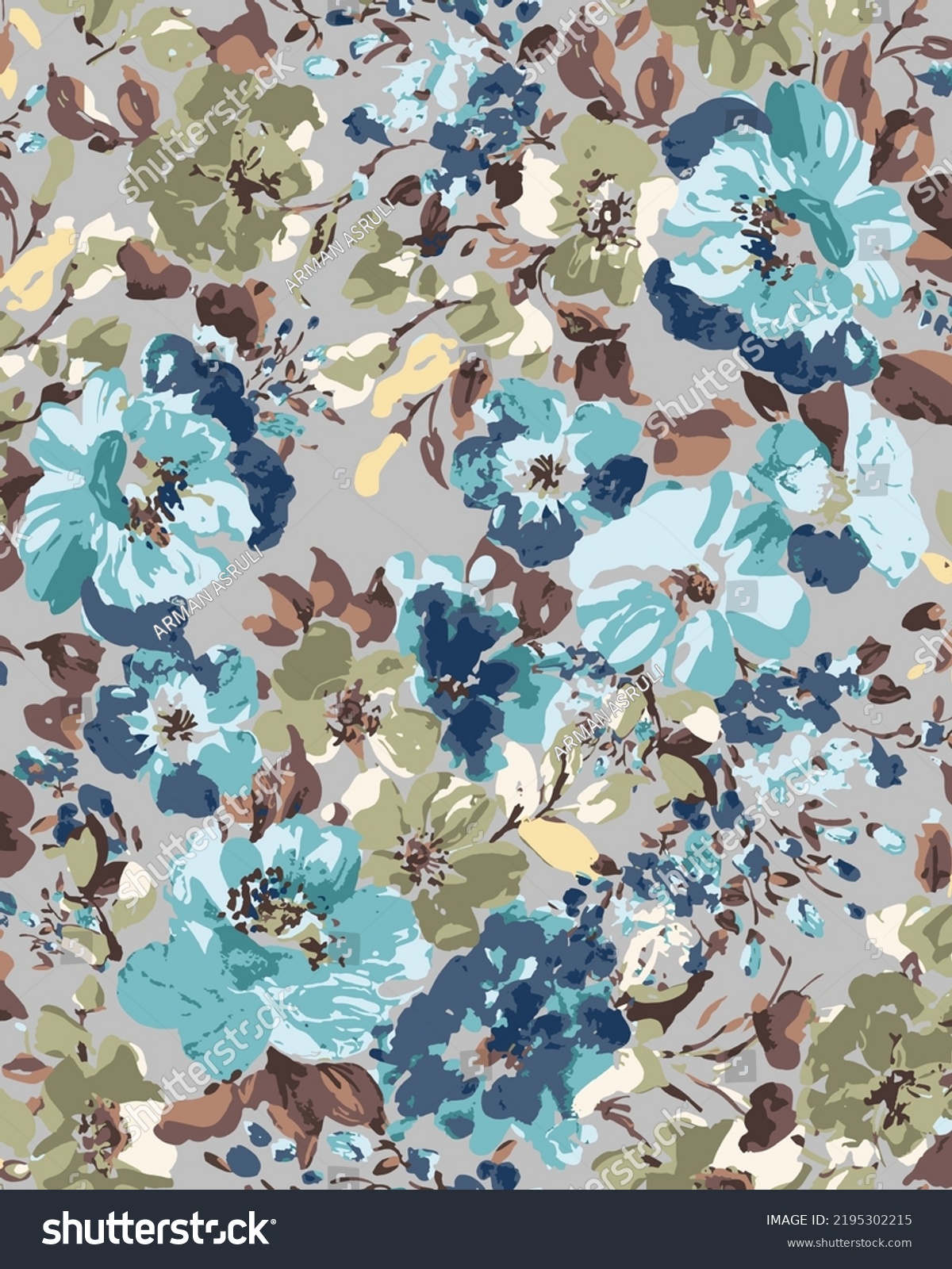 Textile Design Abstract Flower Pattern Image Stock Vector (Royalty Free ...