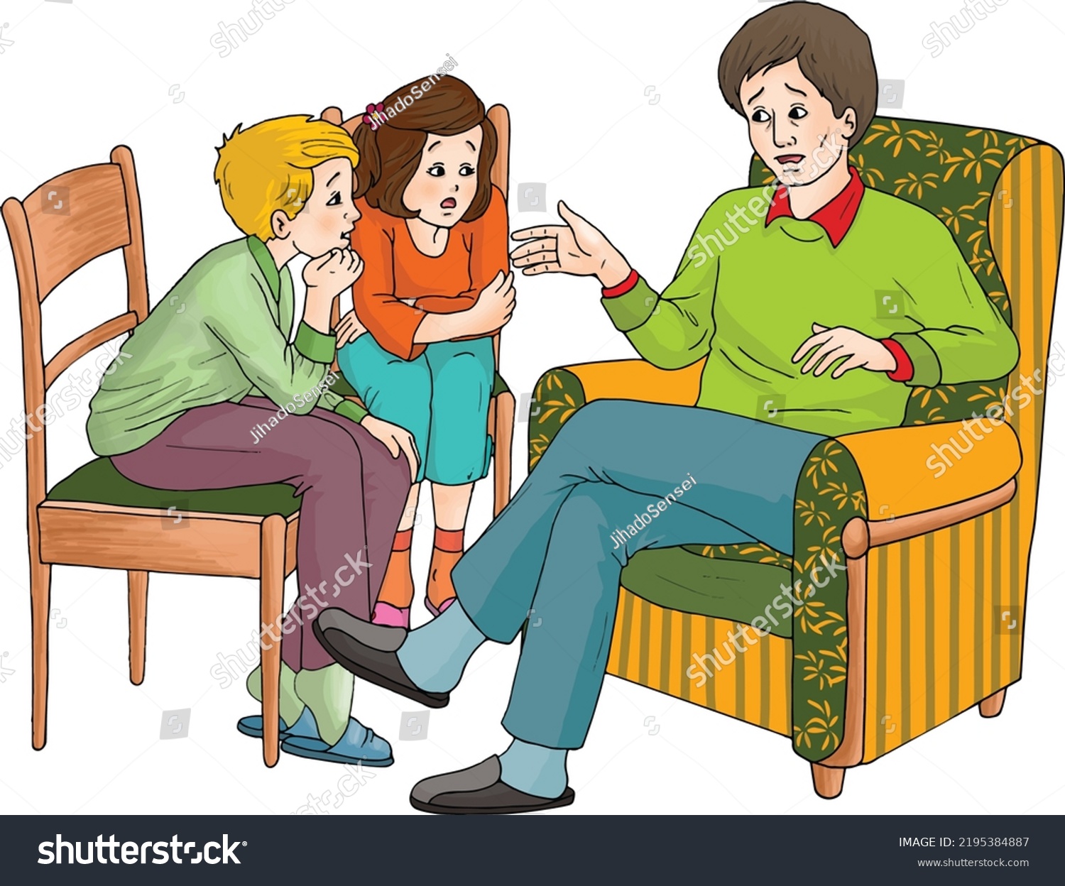 Father Tells Stories His Children Stock Vector (Royalty Free ... Father Tells Stories His Children Stock Vector (Royalty Free ...