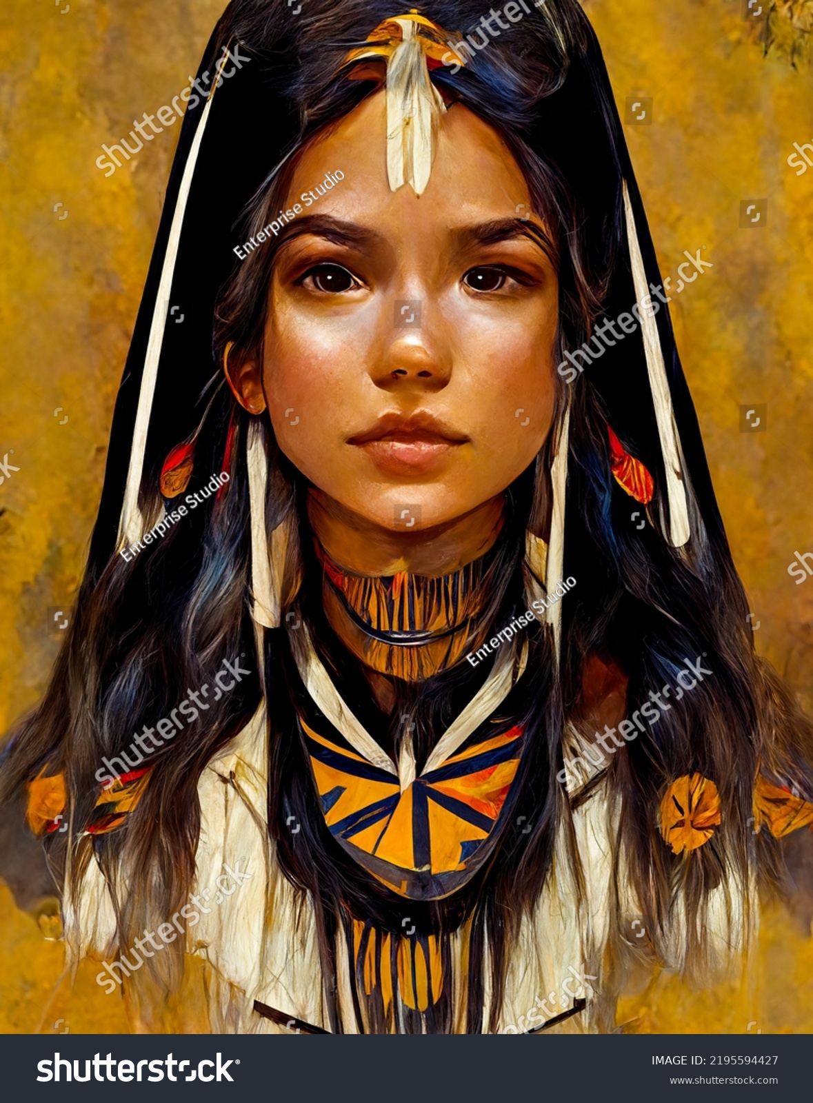 Beautiful Native American Girl Warrior Long Stock Illustration ... Beautiful Native American Girl Warrior Long Stock Illustration ...