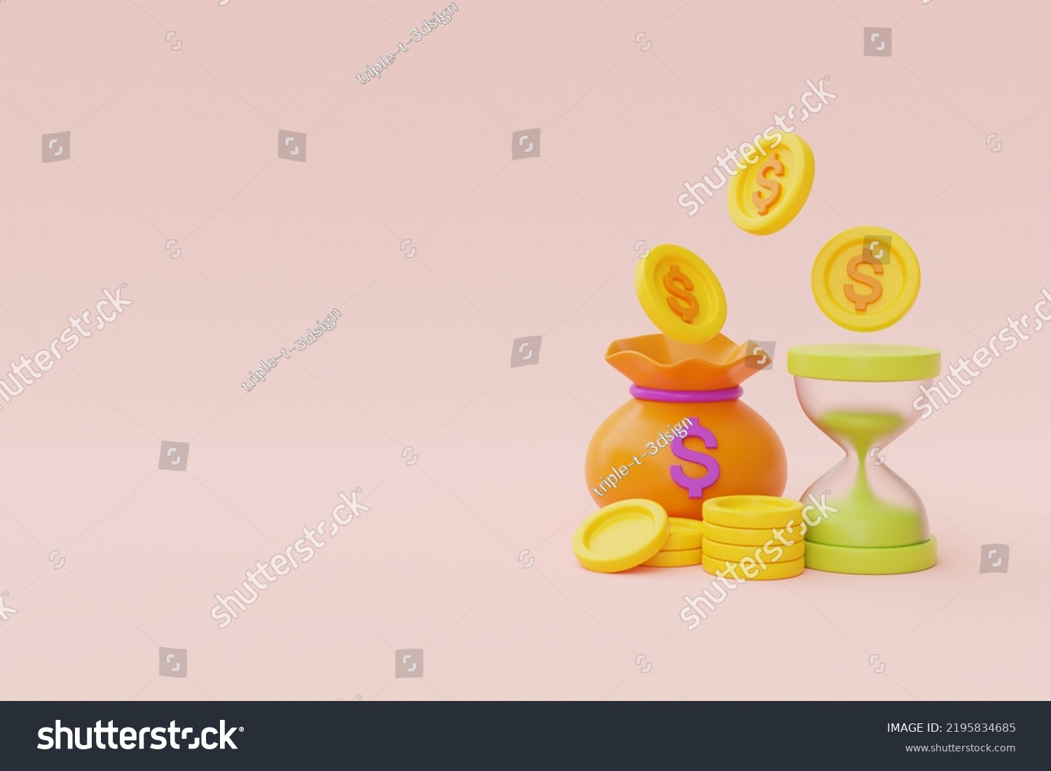 Time Value Money Concept Hourglass Coin Stock Illustration 2195834685 ... Time Value Money Concept Hourglass Coin Stock Illustration 2195834685 ...