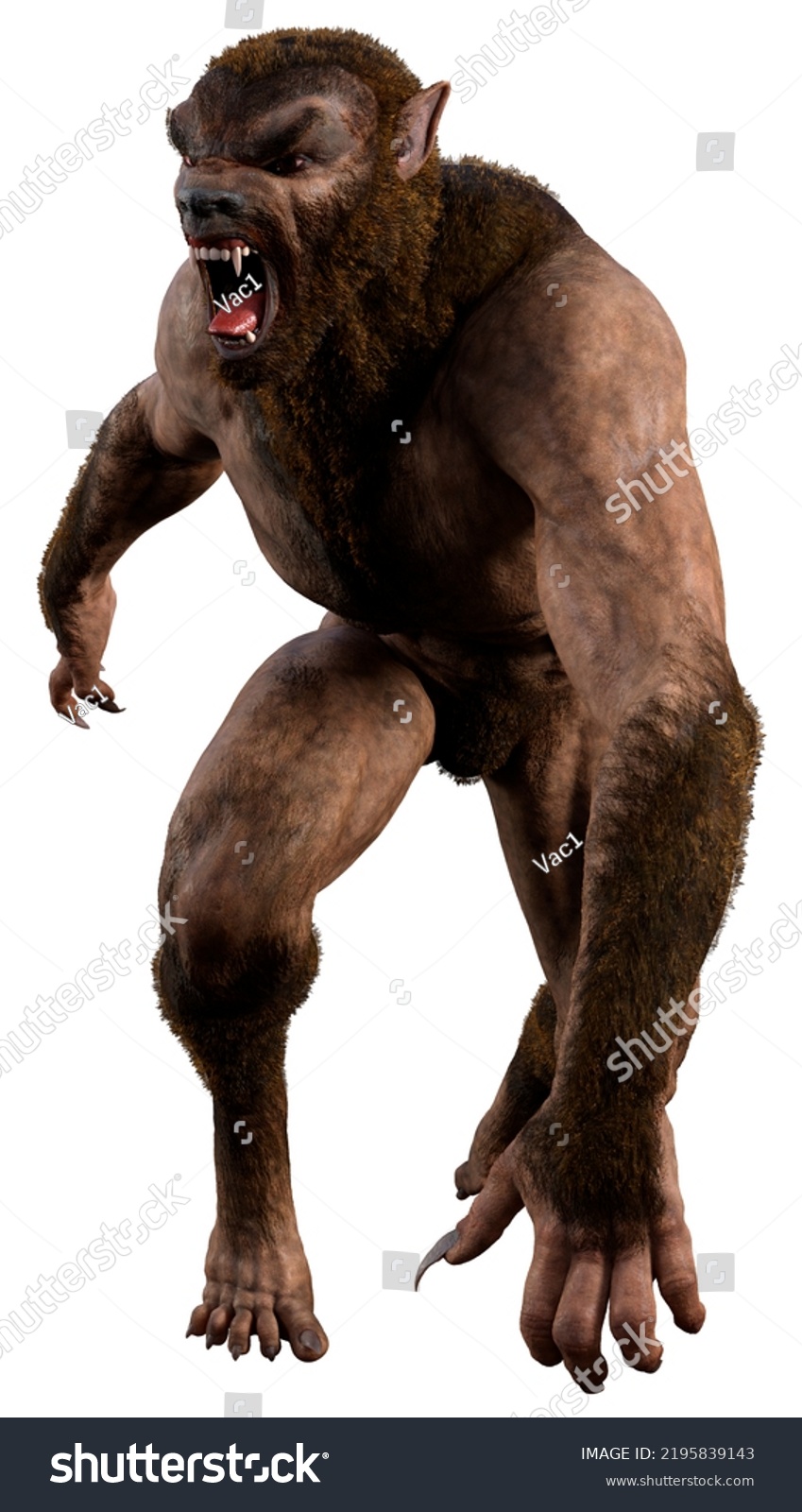 3d Rendering Werewolf Lycanthrope Isolated On Stock Illustration