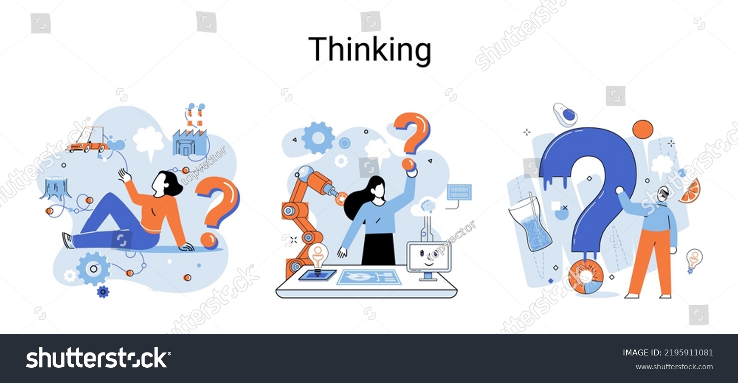 Problem Solving Metaphor Wondering Thinking Planning Stock Vector ... Problem Solving Metaphor Wondering Thinking Planning Stock Vector ...