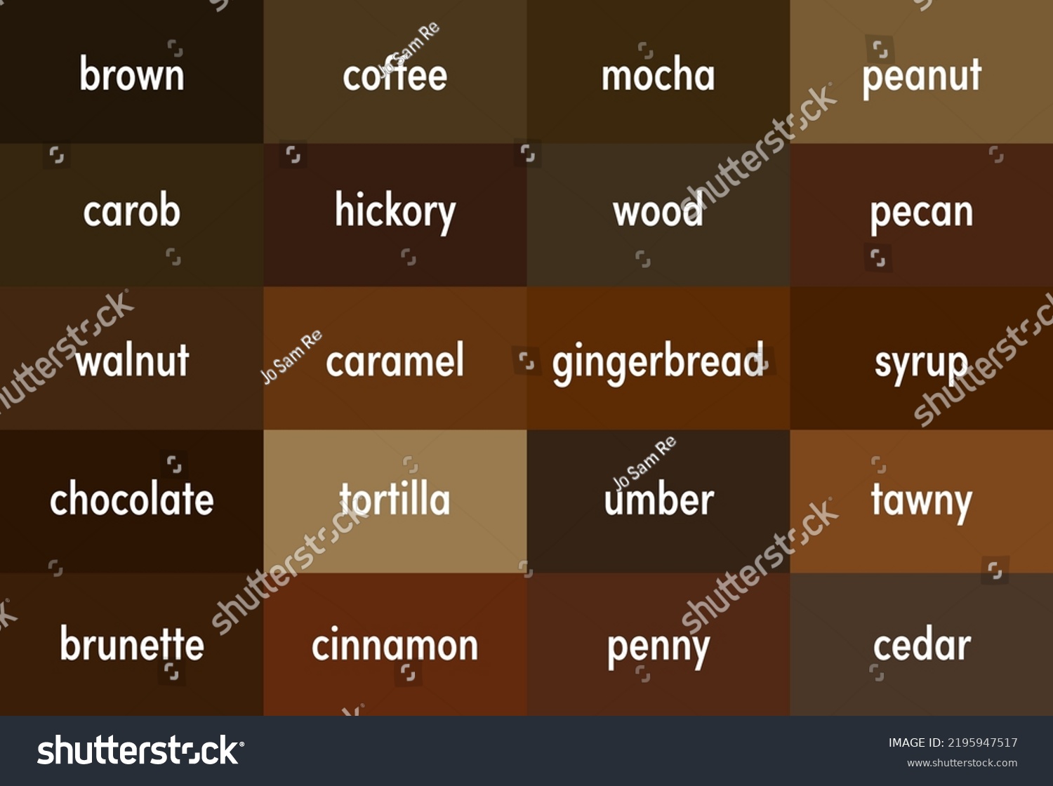 Unique Color Names Brown Stock Vector (Royalty Free) 2195947517 ... Unique Color Names Brown Stock Vector (Royalty Free) 2195947517 ...