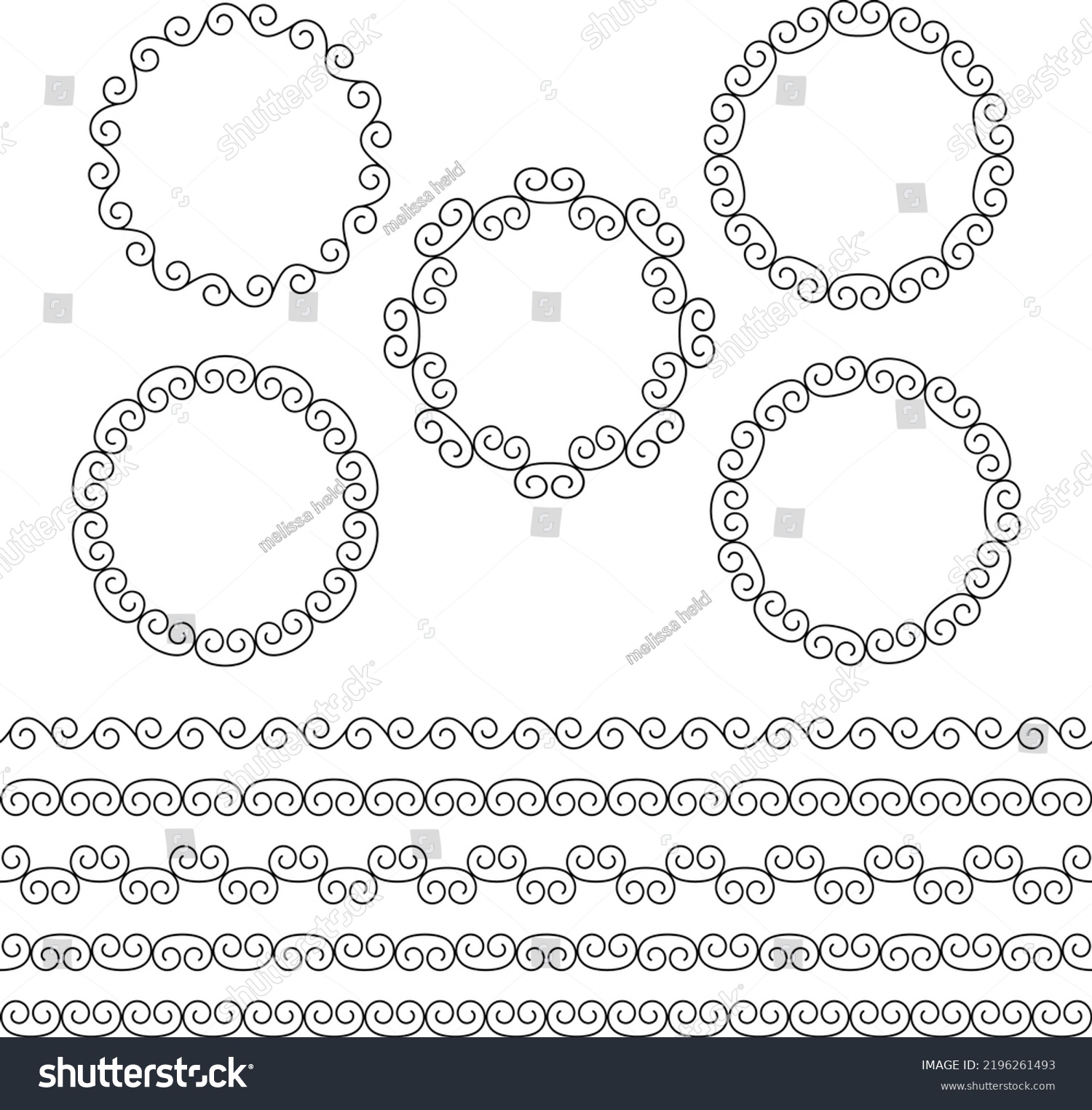 Scroll Circle Frames Border Patterns Stock Vector (Royalty Free ...