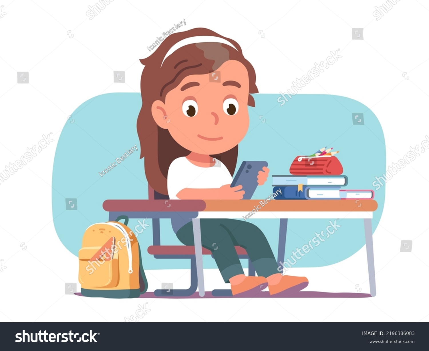 Schoolgirl Kid Studying Using Mobile Phone Stock Vector (Royalty Free ... Schoolgirl Kid Studying Using Mobile Phone Stock Vector (Royalty Free ...
