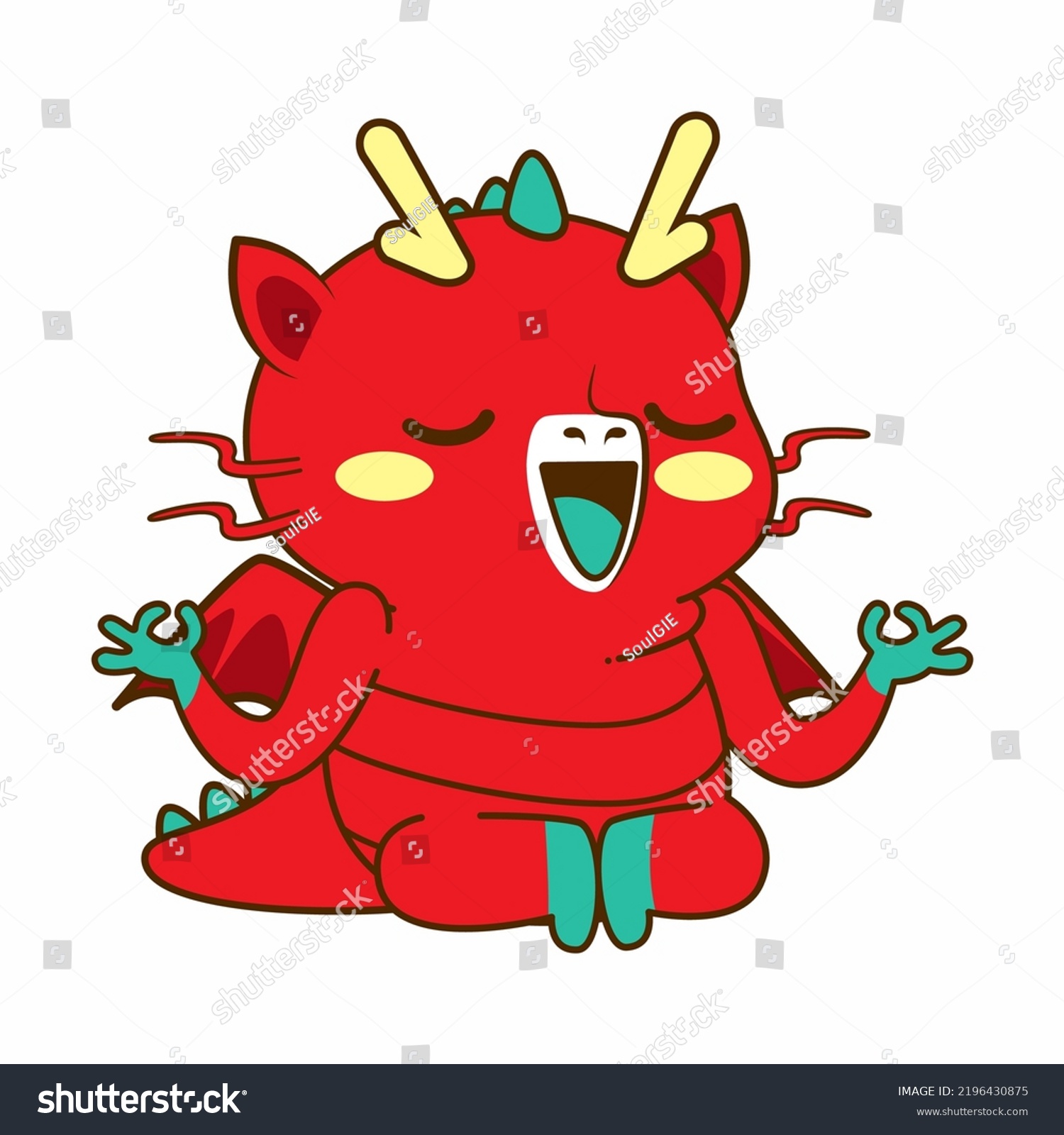 Cute Dragon Drawing Cartoon Dragon Sticker Stock Vector Royalty Free 2196430875 Shutterstock