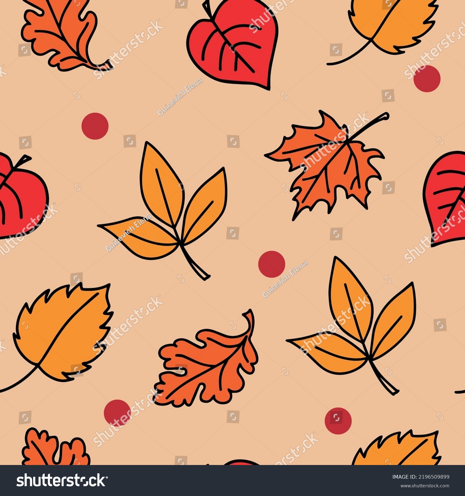 Autumn Leaves Seamless Background Autumn Leaves Stock Vector Royalty