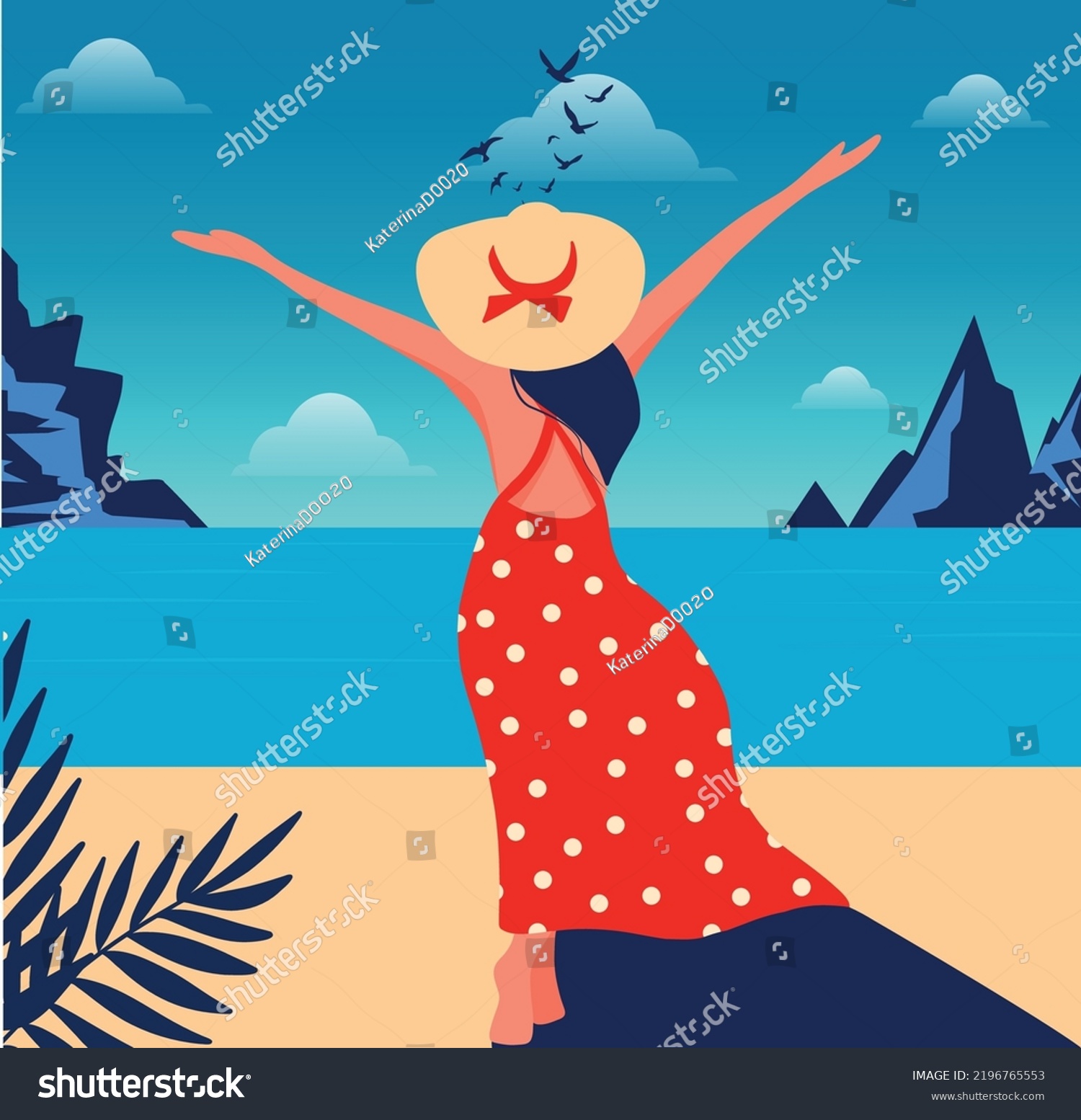 Vector Illustration Emotions Happiness Joy Girl Stock Vector Royalty Free 2196765553
