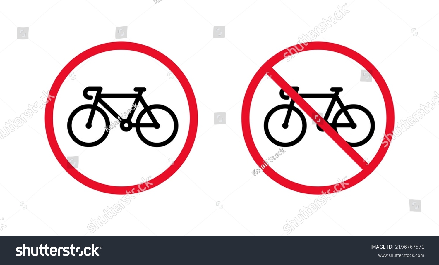 Bicycle Parking Area Icon Set Red Stock Vector Royalty Free