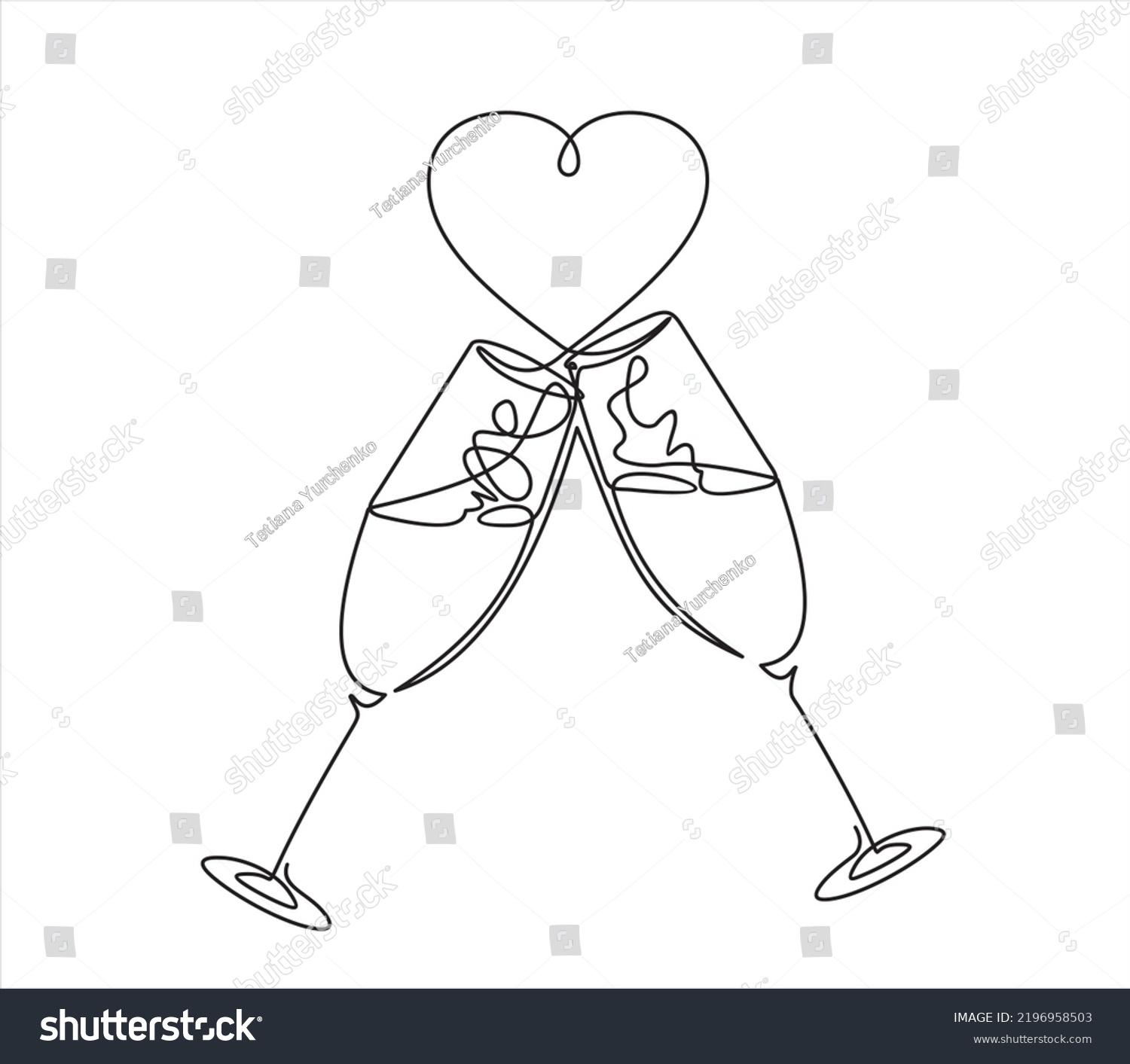 Continuous One Line Drawing Cheers Two Stock Vector Royalty Free