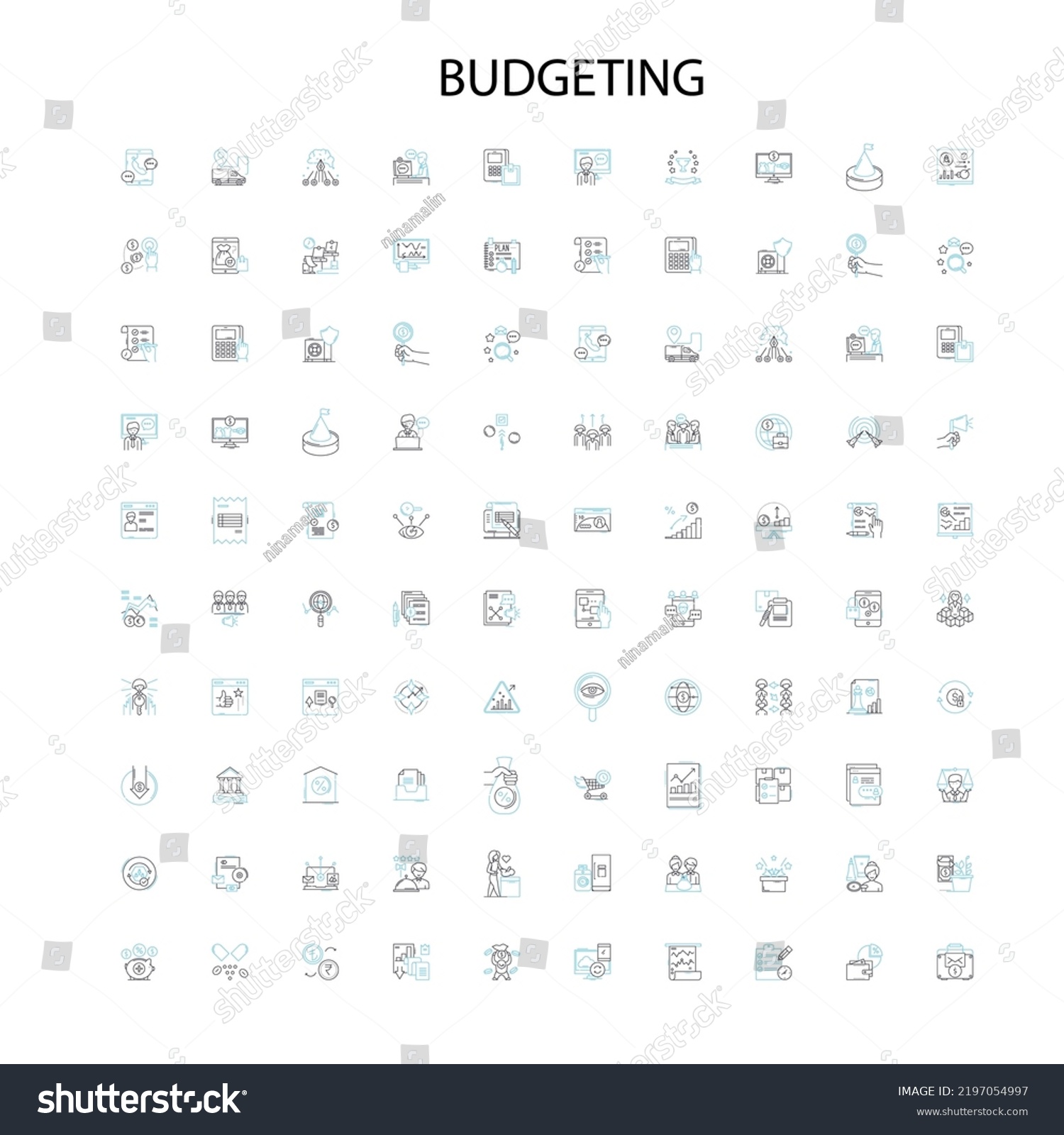 Budgeting Icons Signs Outline Symbols Concept Stock Vector (Royalty ... Budgeting Icons Signs Outline Symbols Concept Stock Vector (Royalty ...