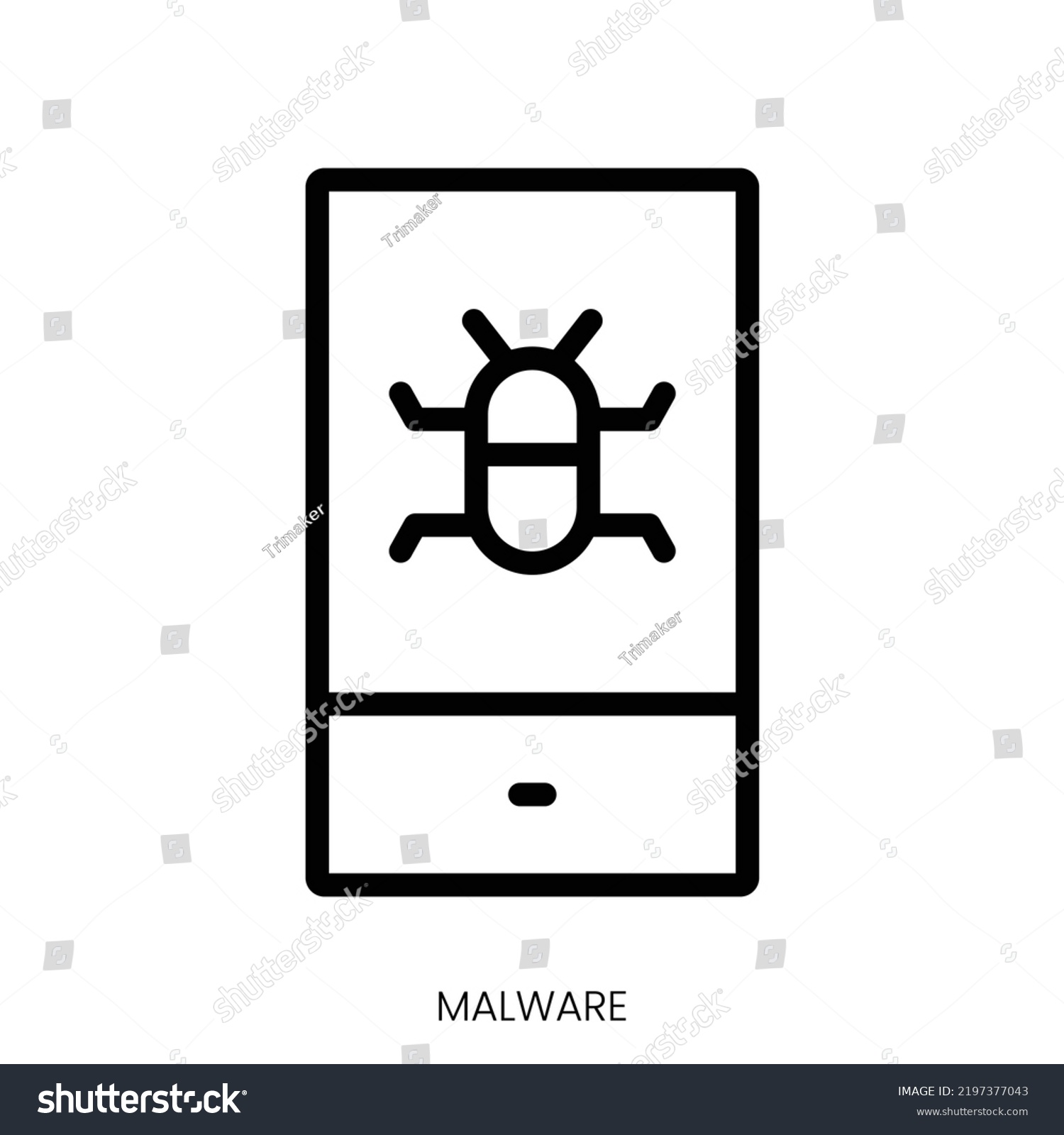 Malware Icon Line Art Style Design Stock Vector (royalty Free