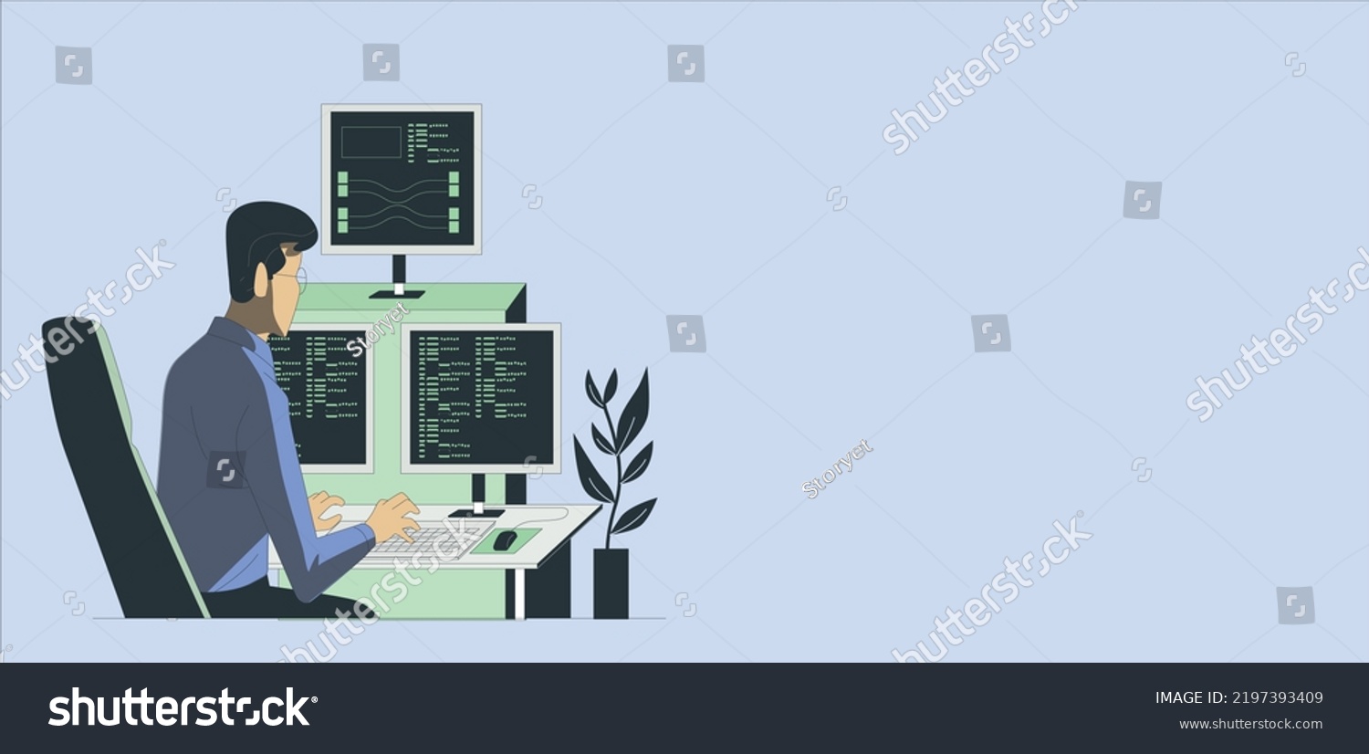 Programmer Work Concept Web Development Programming Stock Vector 2692