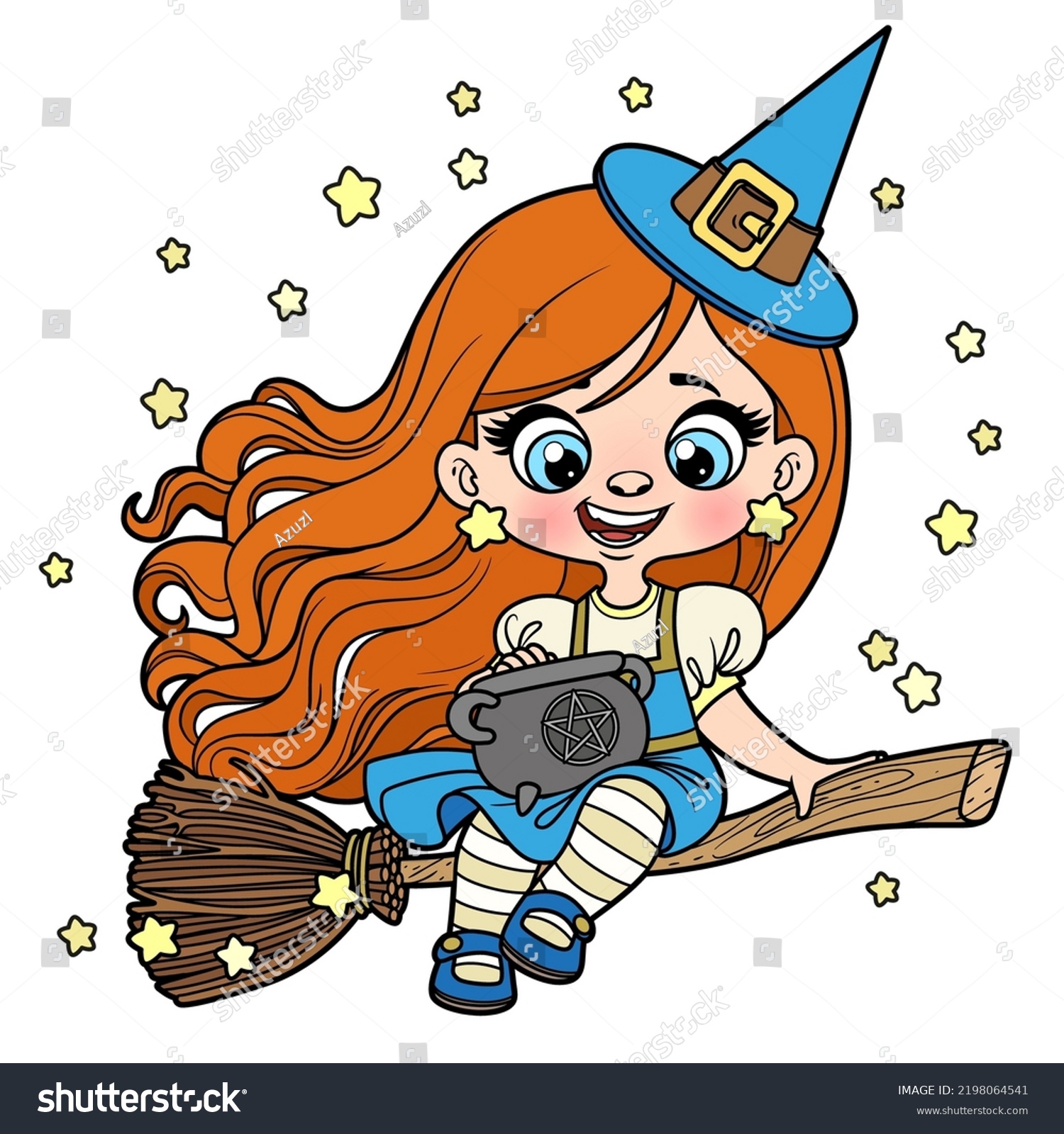 Cute Cartoon Long Haired Girl Halloween Stock Vector Royalty Free