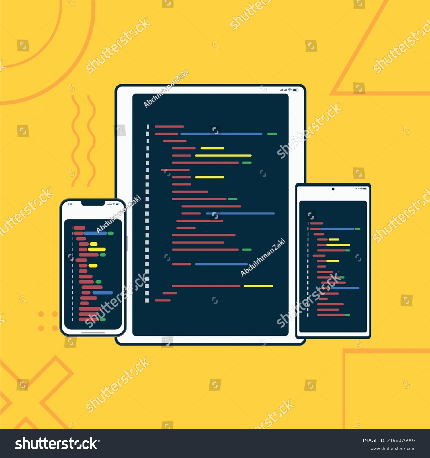 Yellow Square Background 3 Screens Programming Stock Vector Royalty Free 2198076007 Shutterstock