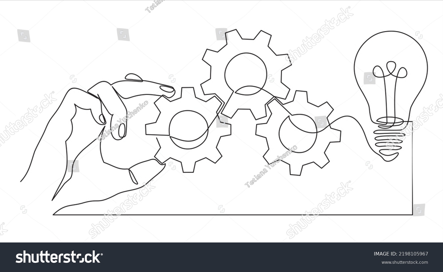 Continuous One Single Line Drawing Hand Stock Vector Royalty Free