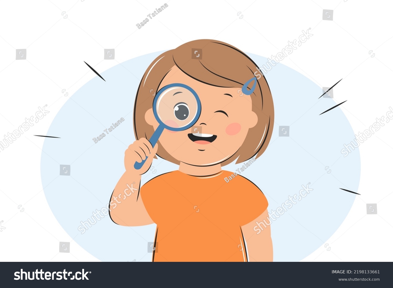 Curious Kid Girl Look Magnifying Glass Stock Vector (Royalty Free ... Curious Kid Girl Look Magnifying Glass Stock Vector (Royalty Free ...
