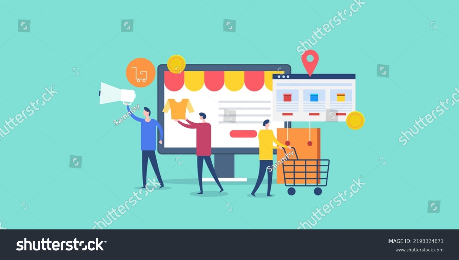 Ecommerce Advertising Business People Digital Marketing Stock Vector ... Ecommerce Advertising Business People Digital Marketing Stock Vector ...