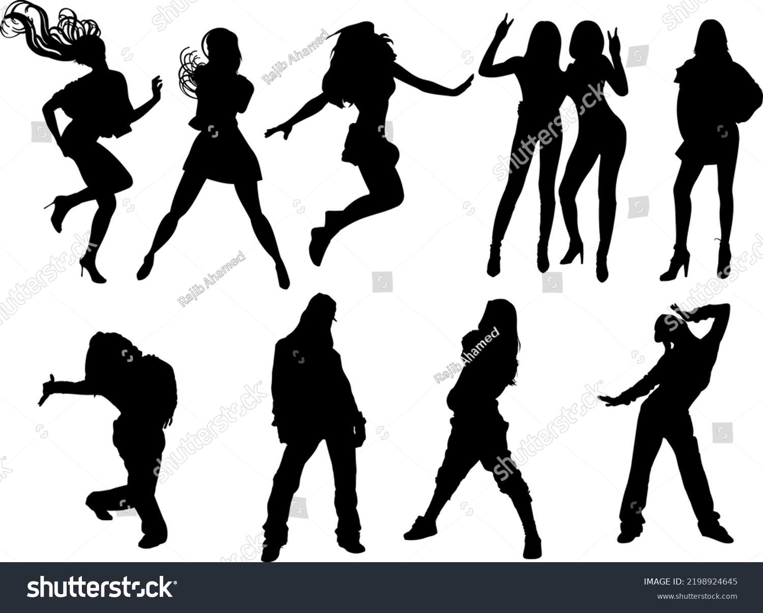 Silhouette Dancing People Vector Stock Vector Royalty Free 2198924645 Shutterstock