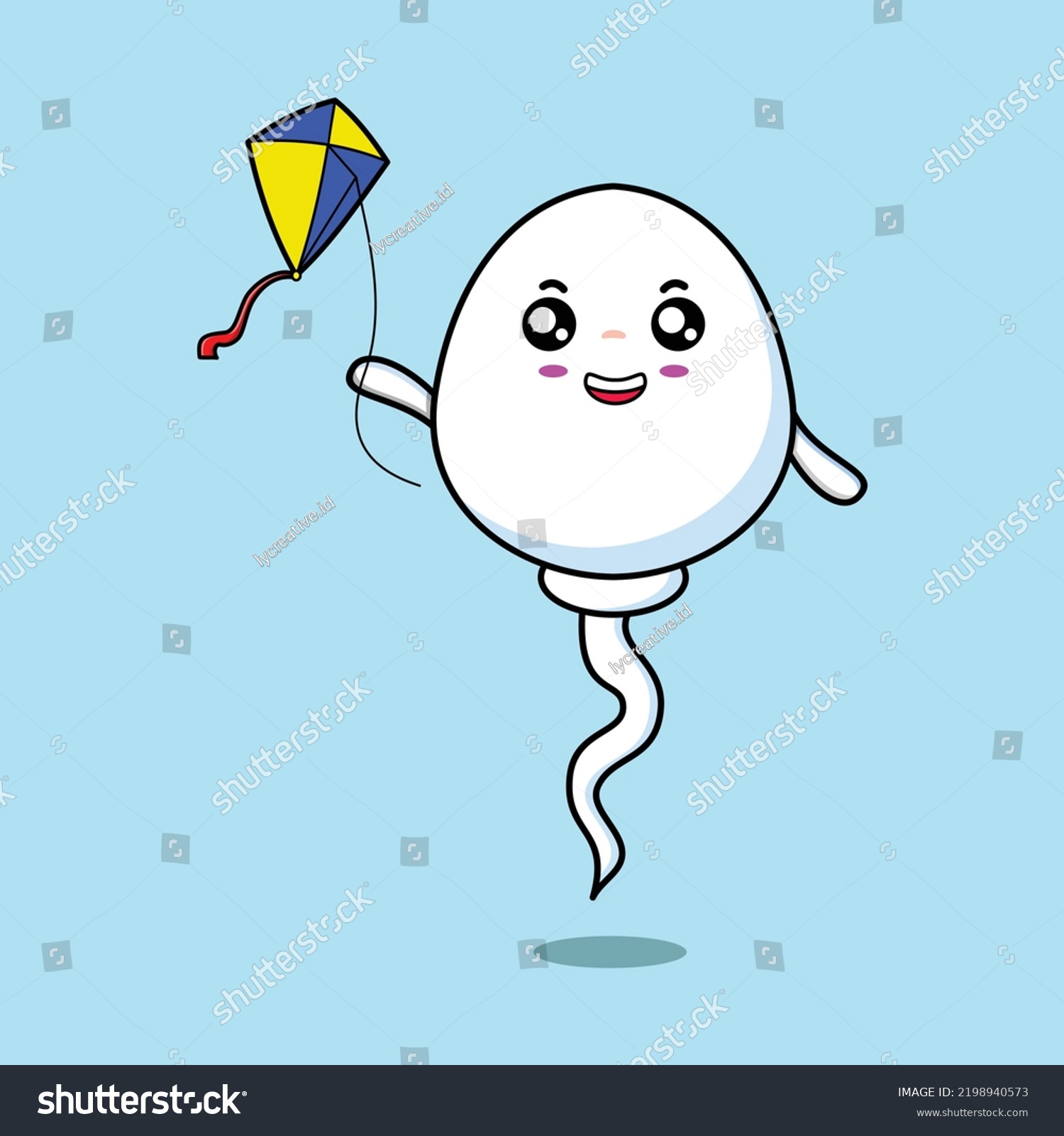 Cute Cartoon Sperm Character Playing Kite Stock Vector Royalty Free 2198940573 Shutterstock
