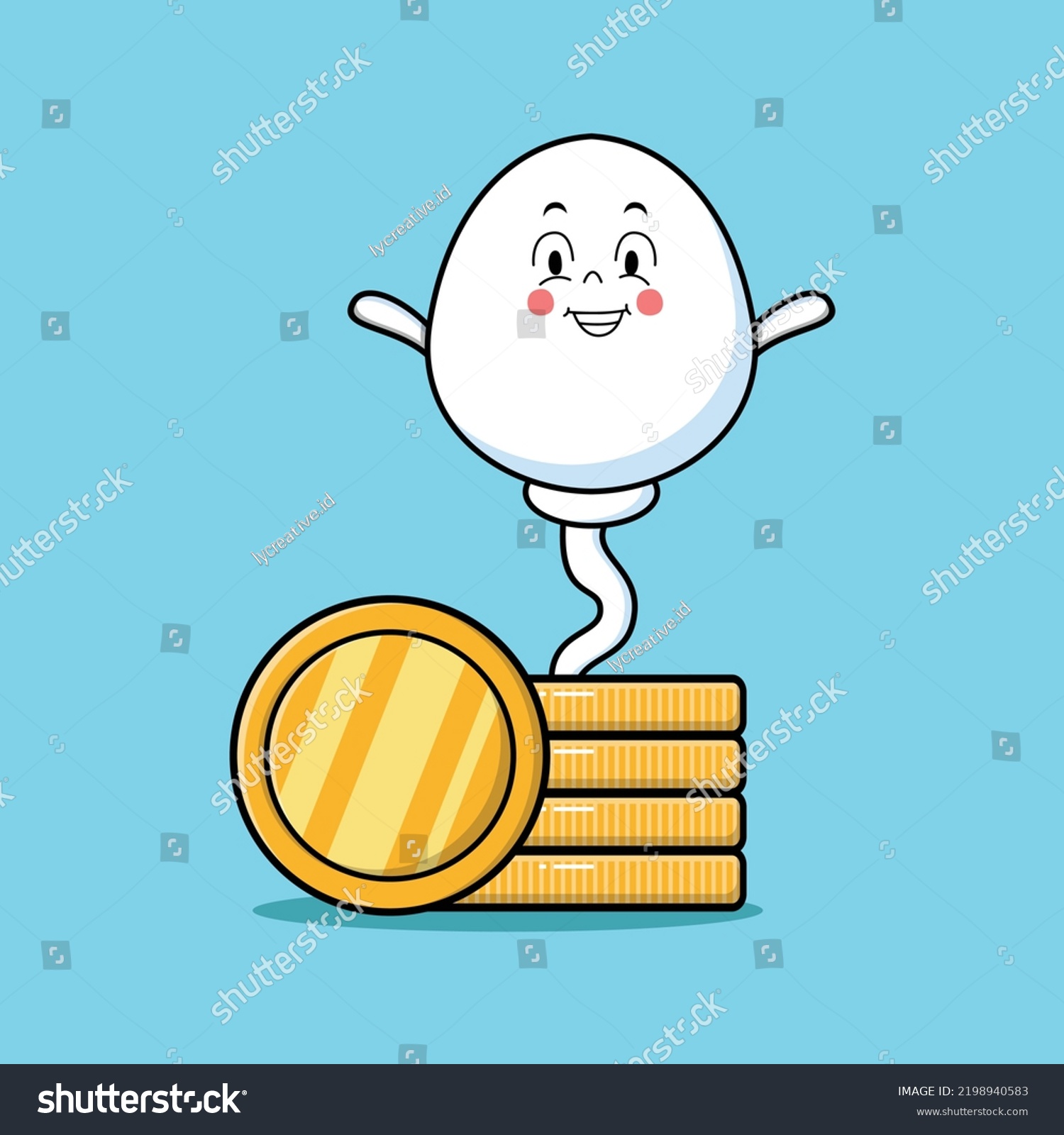 Cute Cartoon Sperm Character Standing Stacked Stock Vector Royalty Free 2198940583 Shutterstock